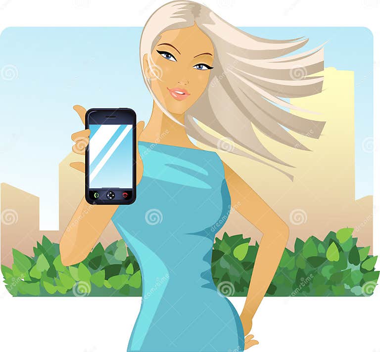 Girl with phone stock vector. Illustration of slim, clip - 19883499