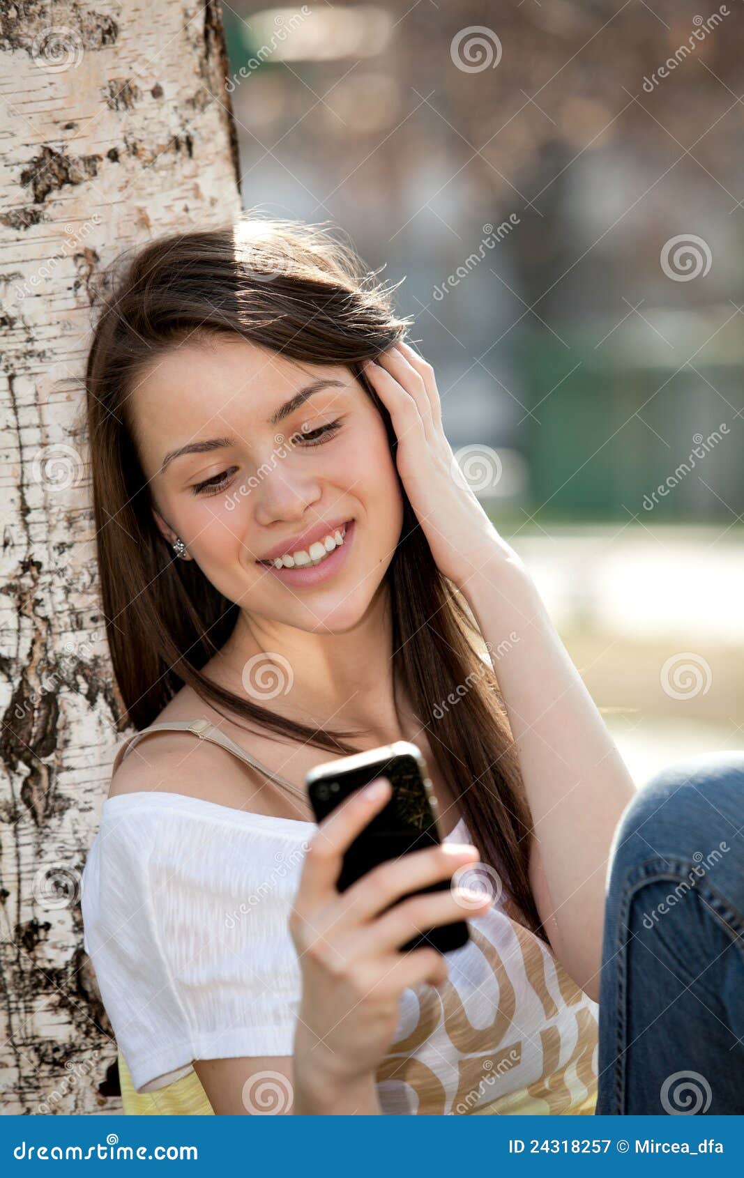 Girl with phone stock image. Image of hair, attractive - 24318257