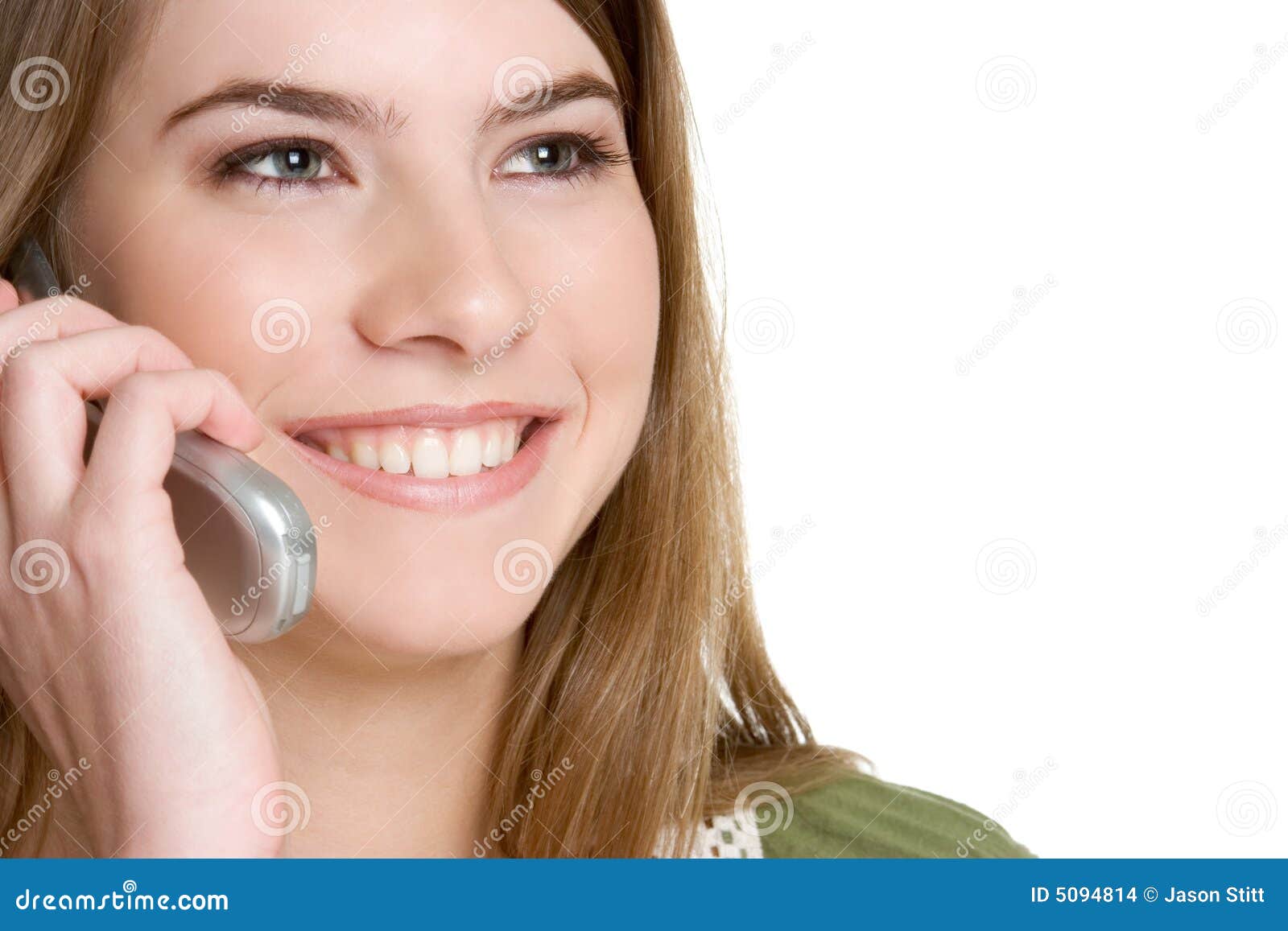 Girl on Phone stock photo. Image of isolated, white, woman - 5094814