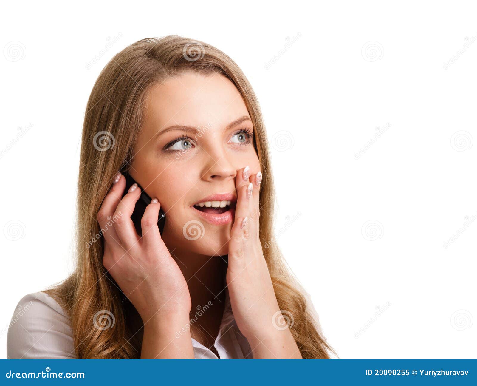 Girl with Phone Isolated on White Stock Image - Image of leisure ...