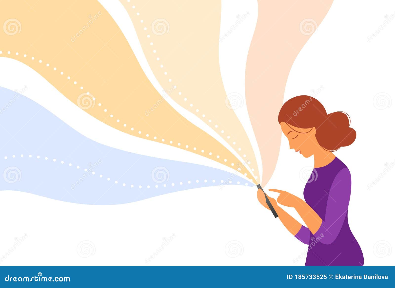 Girl with Phone, Profile Portrait Stock Vector - Illustration of ...