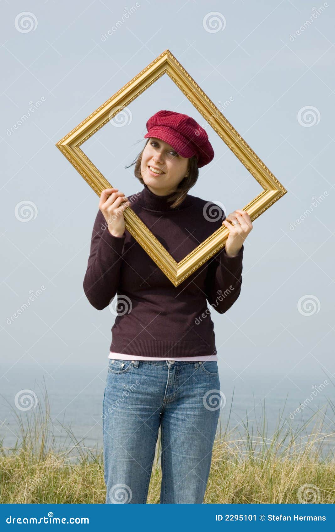 Girl within a photo frame stock image. Image of frame - 2295101