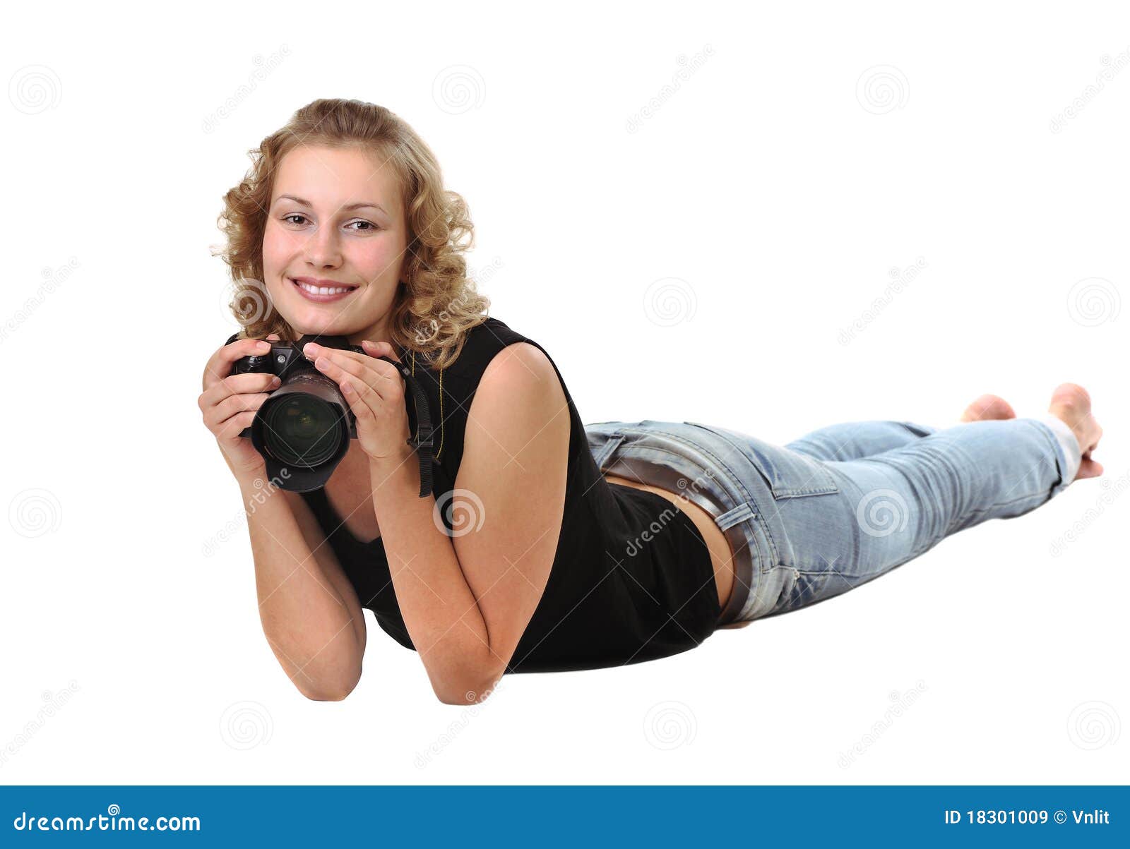 Girl photographer stock image. Image of studio, isolated - 18301009