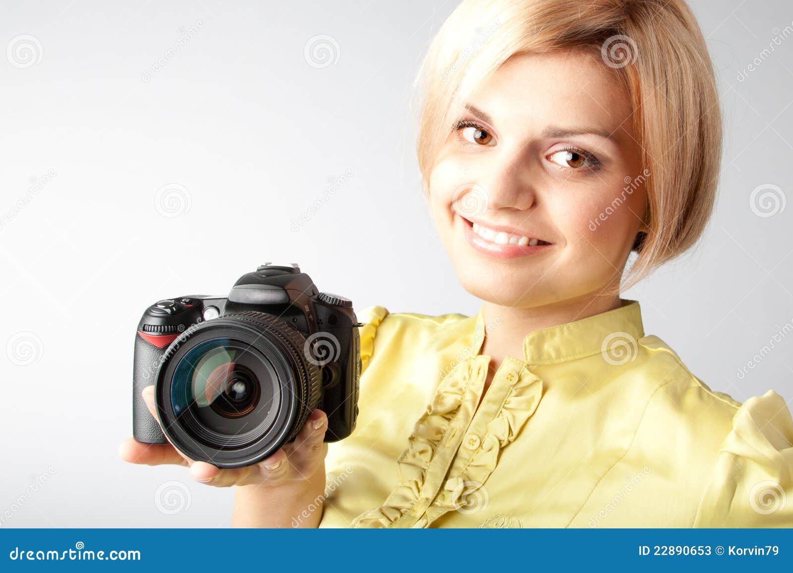 Girl-photographer stock image. Image of posing, hobbies - 22890653