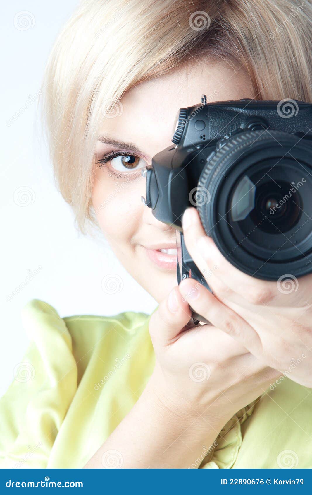 Girl-photographer stock photo. Image of beautiful, copy - 22890676