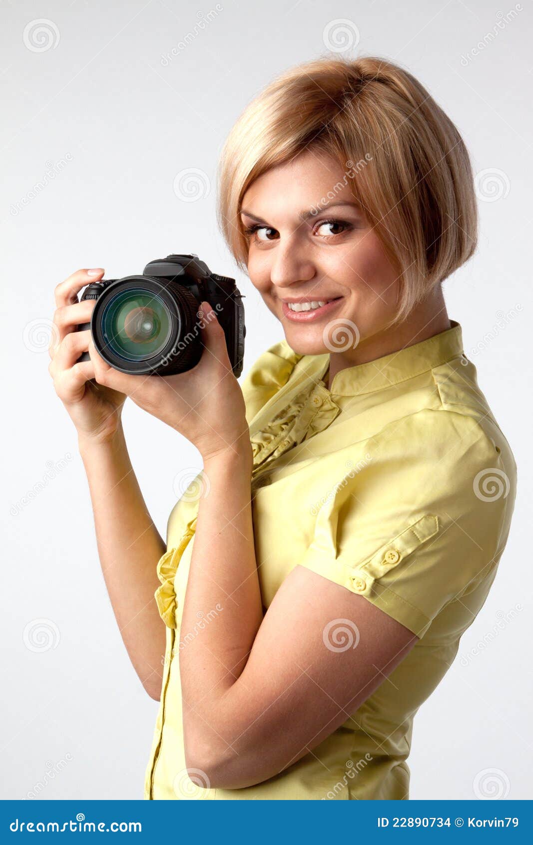 Girl-photographer stock photo. Image of camera, person - 22890734