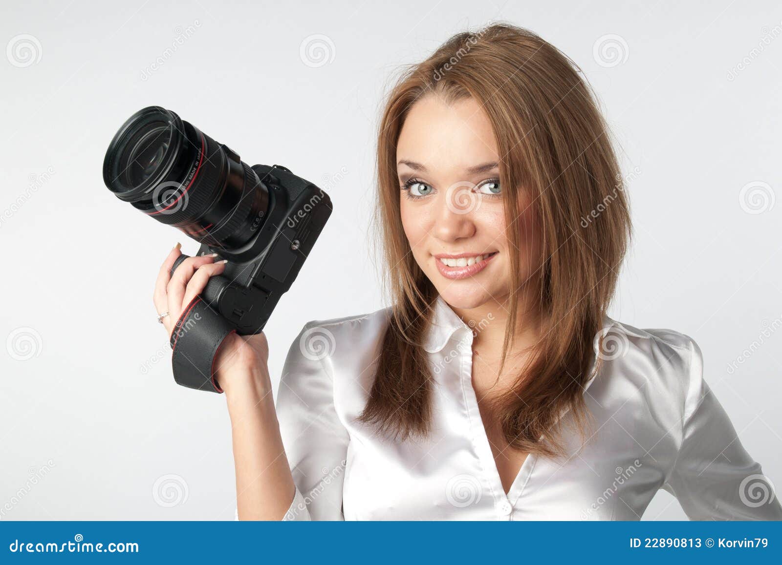 Girl-photographer stock image. Image of beautiful, frame - 22890813