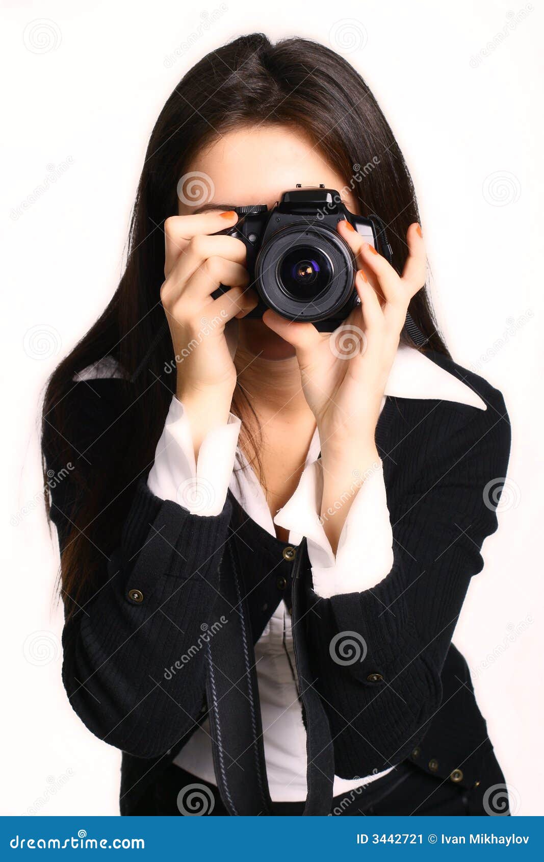 Girl photographer stock image. Image of technology, shot - 3442721