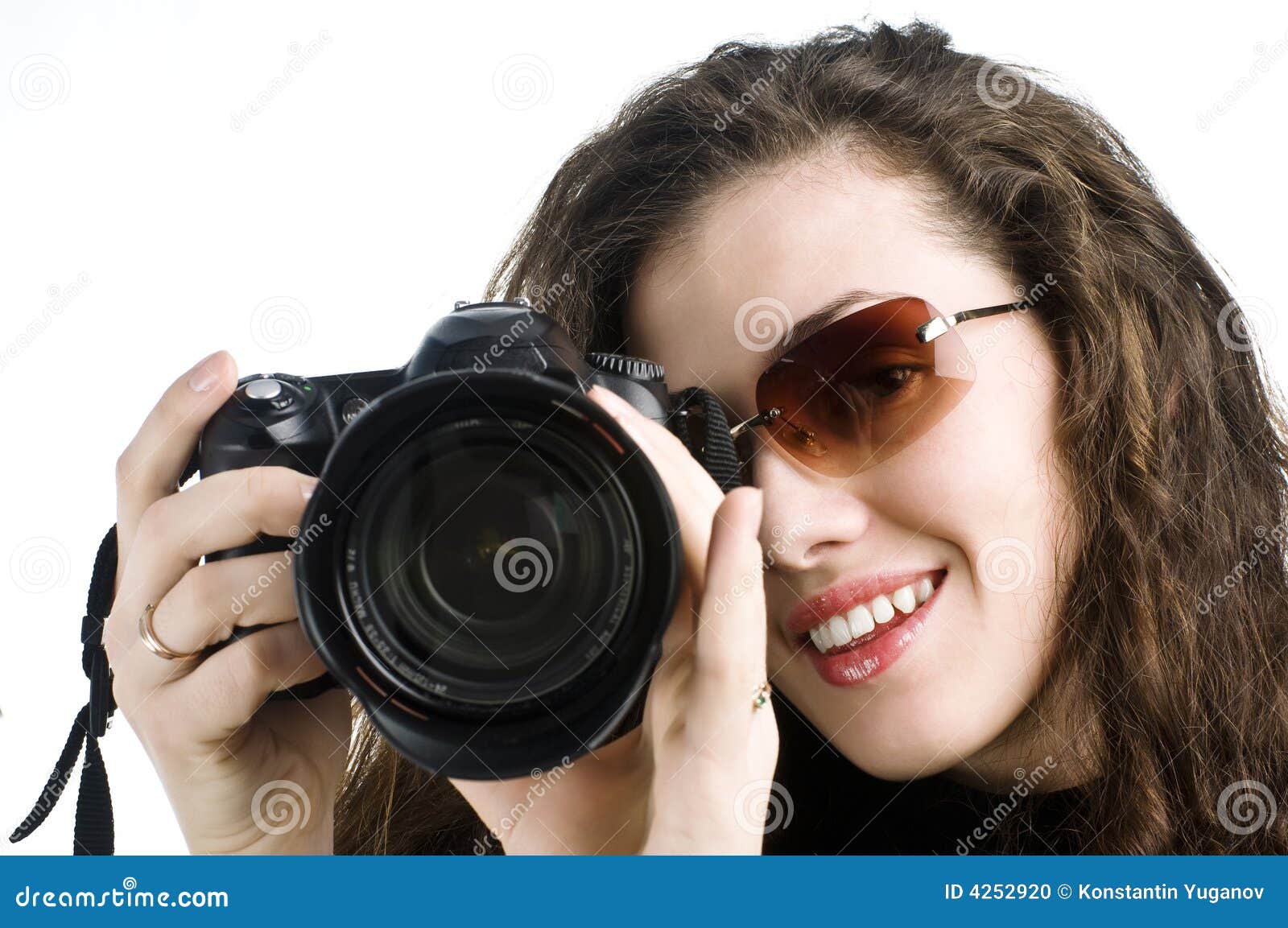 Girl-photographer stock photo. Image of shutter, model - 4252920