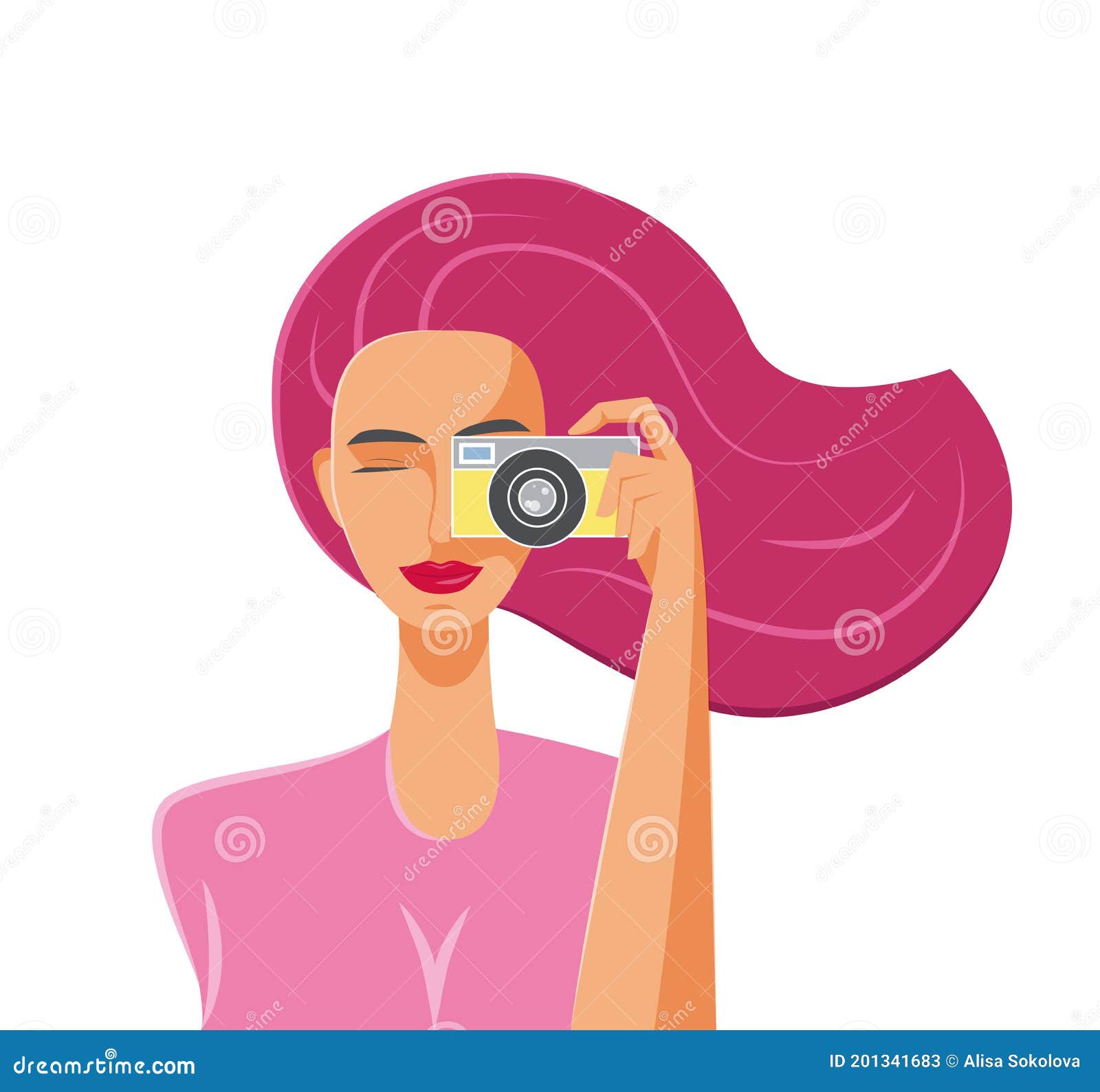 Girl Photographer with a Camera Front View Stock Vector - Illustration ...