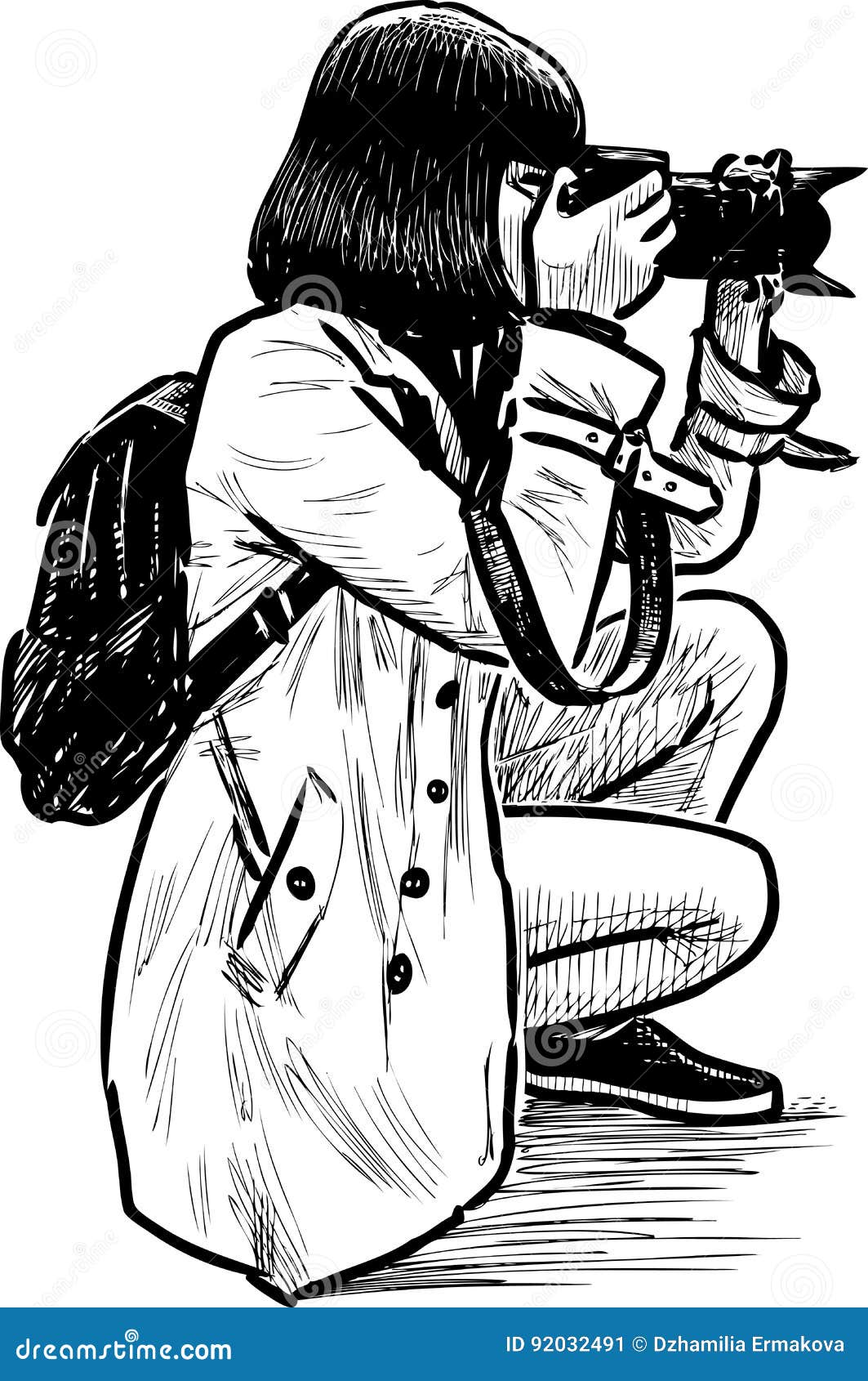 Girl Photographer Takes Pictures Stock Vector - Illustration of ... Girl Photographer Takes Pictures Stock Vector - Illustration of ...
