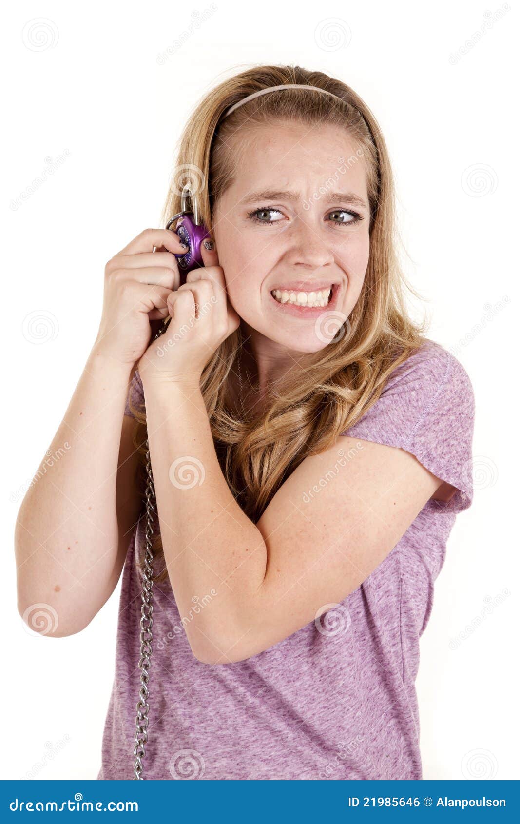 Girl picking lock stressed stock photo. Image of lock - 21985646