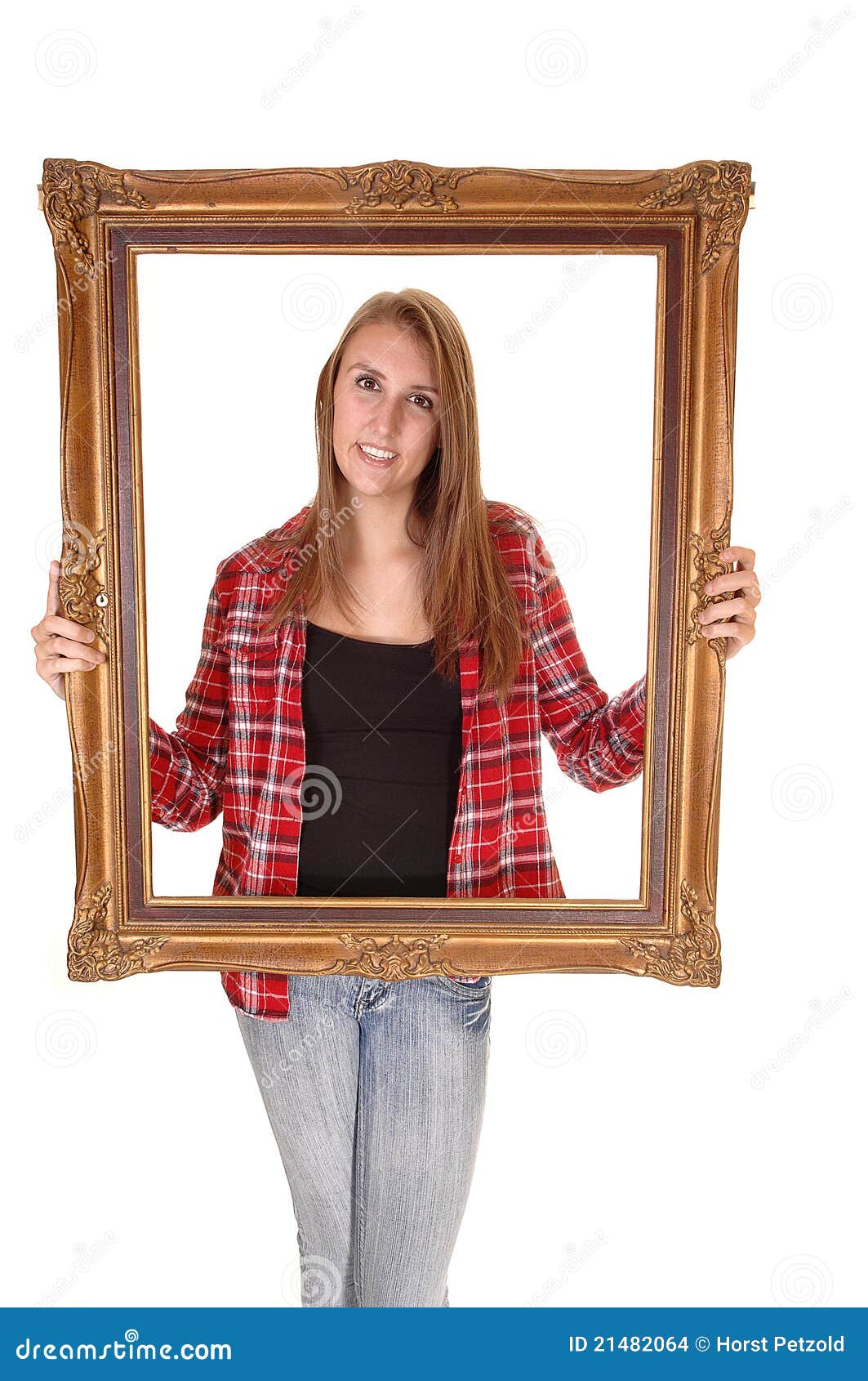Girl in picture frame. stock photo. Image of isolated - 21482064