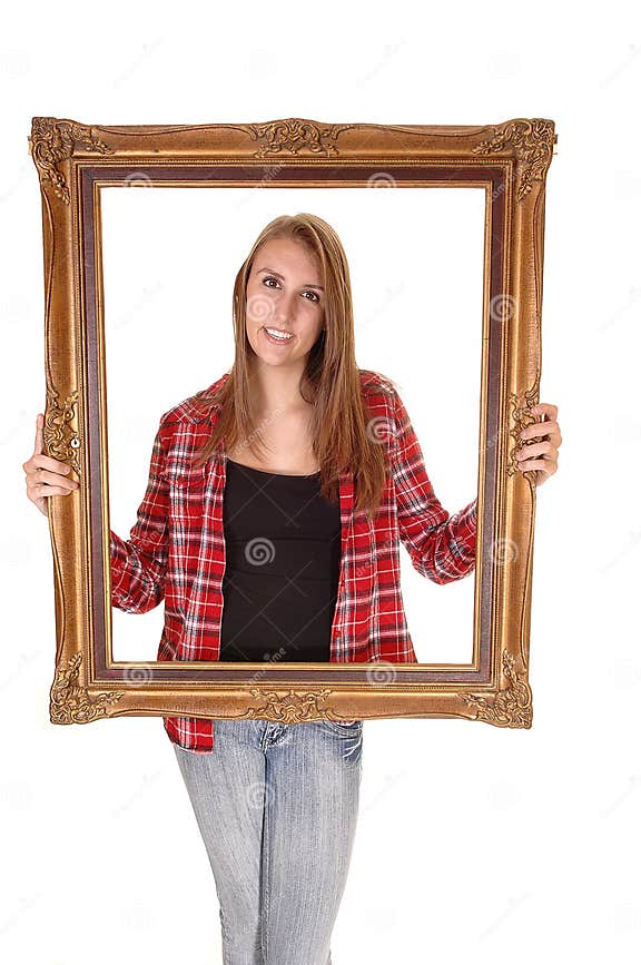 Girl in picture frame. stock photo. Image of isolated - 21482064