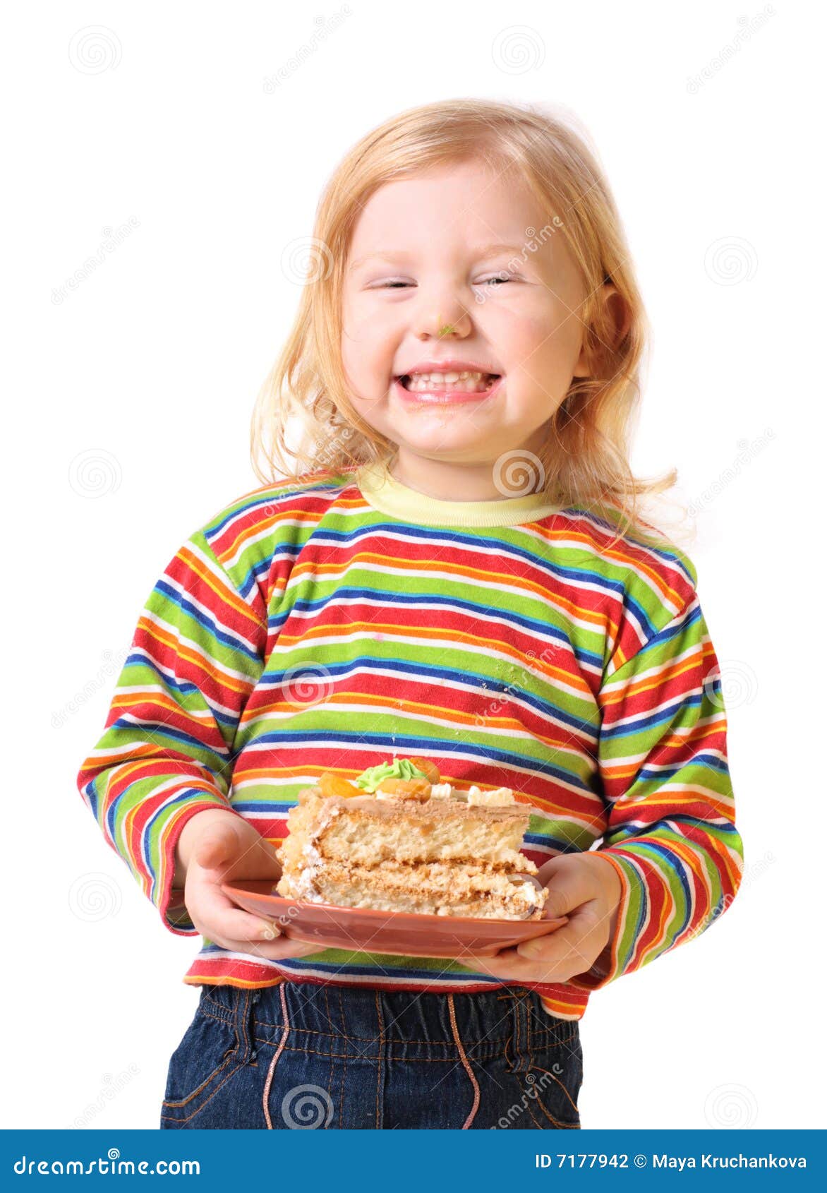 Girl with pie stock photo. Image of cheerful, dessert - 7177942