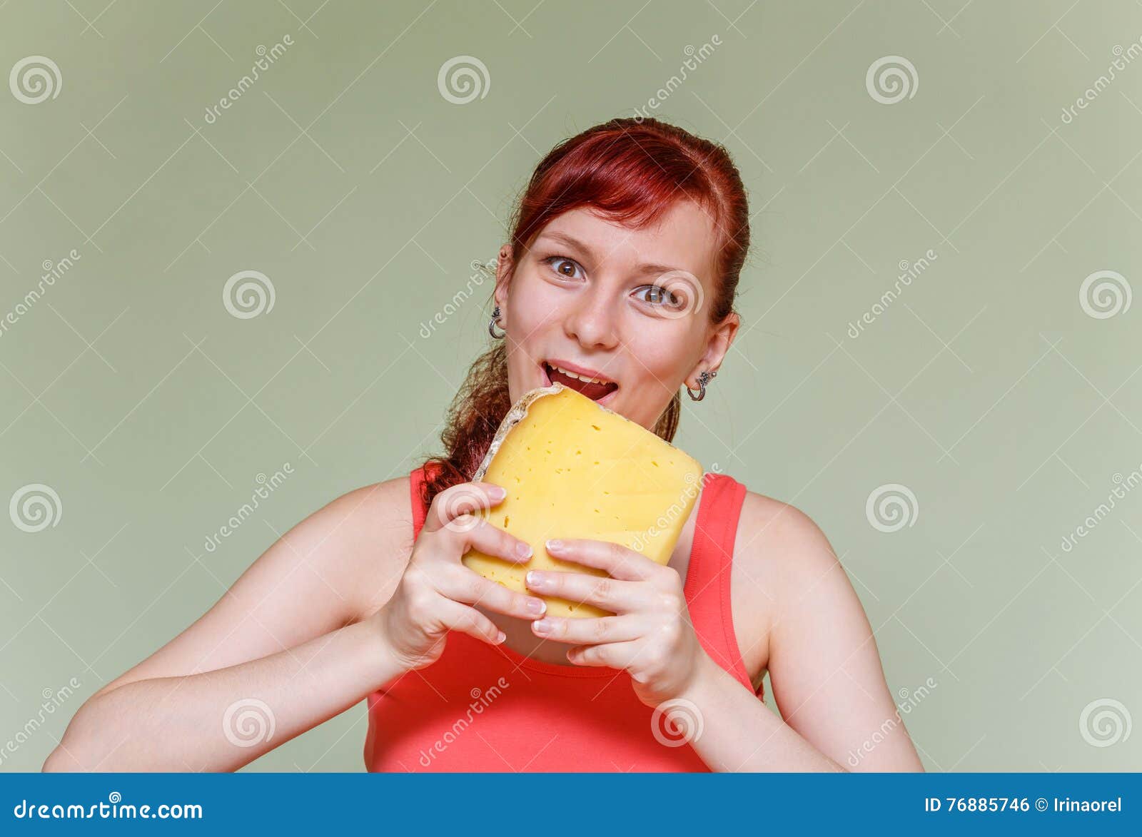 Girl with a Piece of Cheese Stock Photo - Image of meal, crust: 76885746