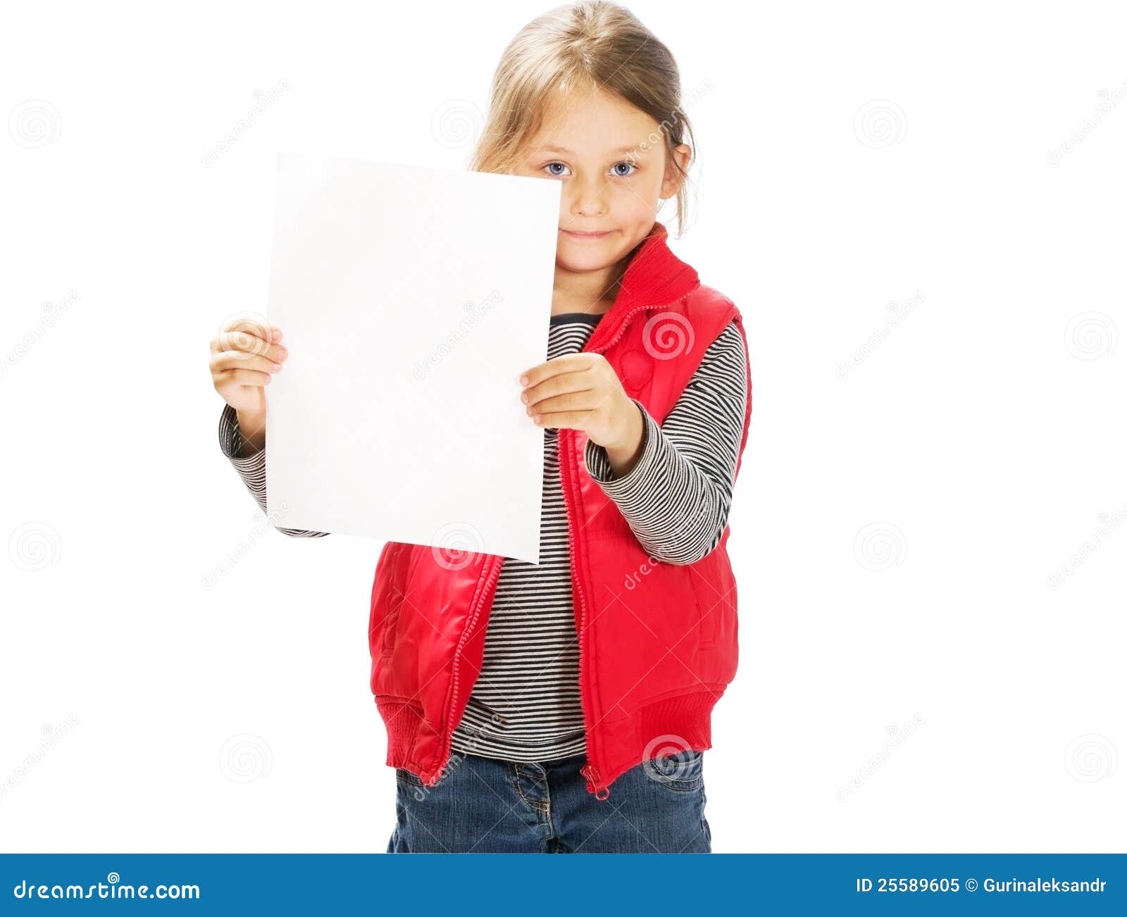 Girl with piece of paper stock image. Image of hair, small - 25589605