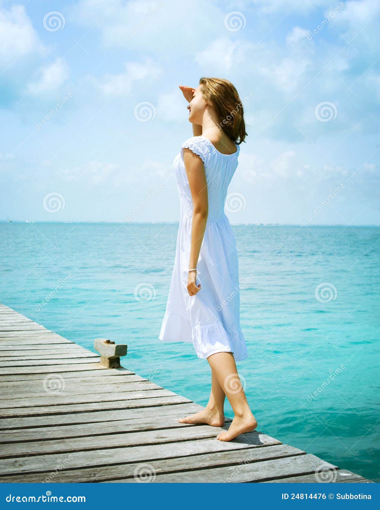 Girl on the Pier stock photo. Image of coast, people - 24814476