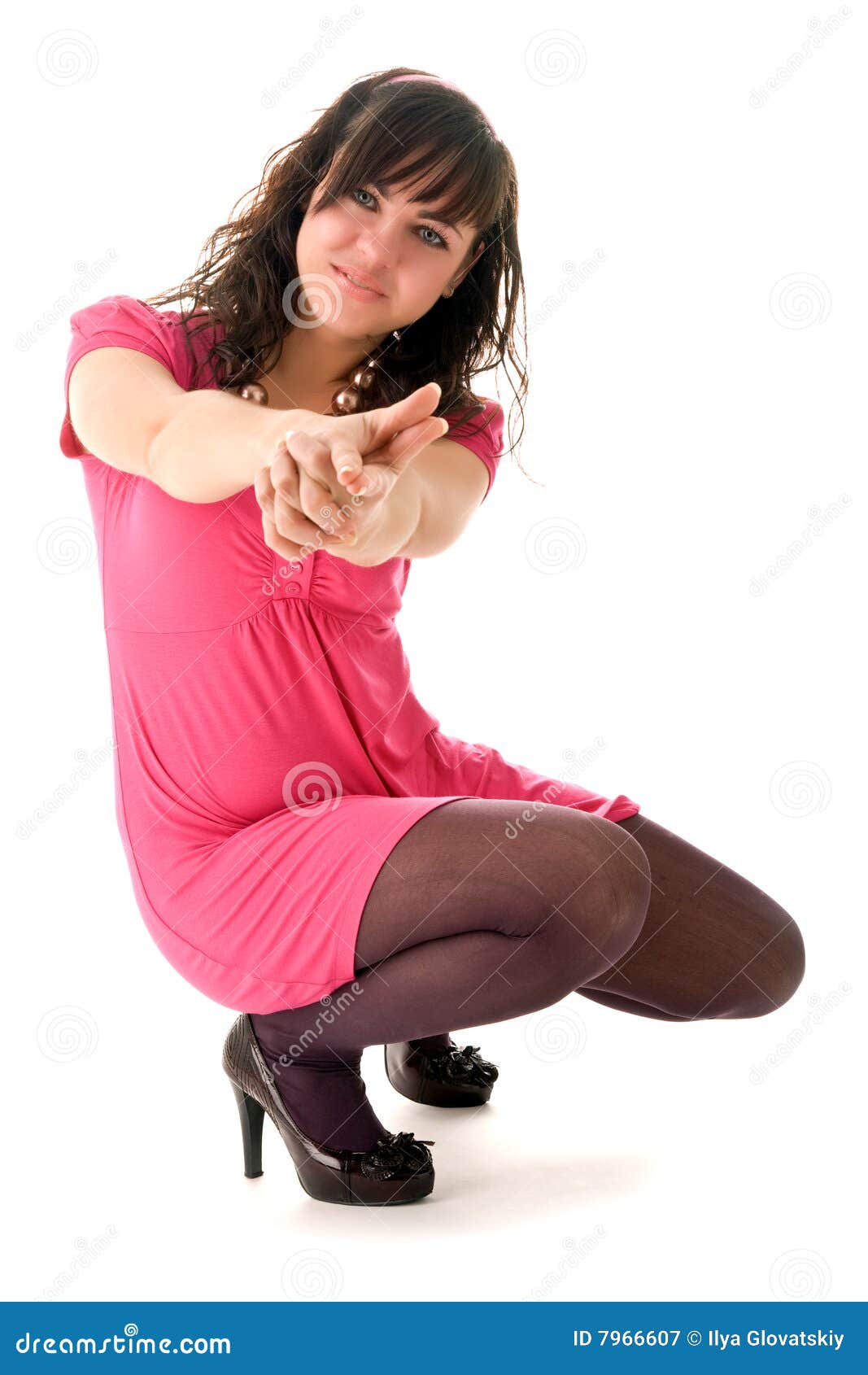 Girl in pink aiming stock image. Image of facial, background - 7966607