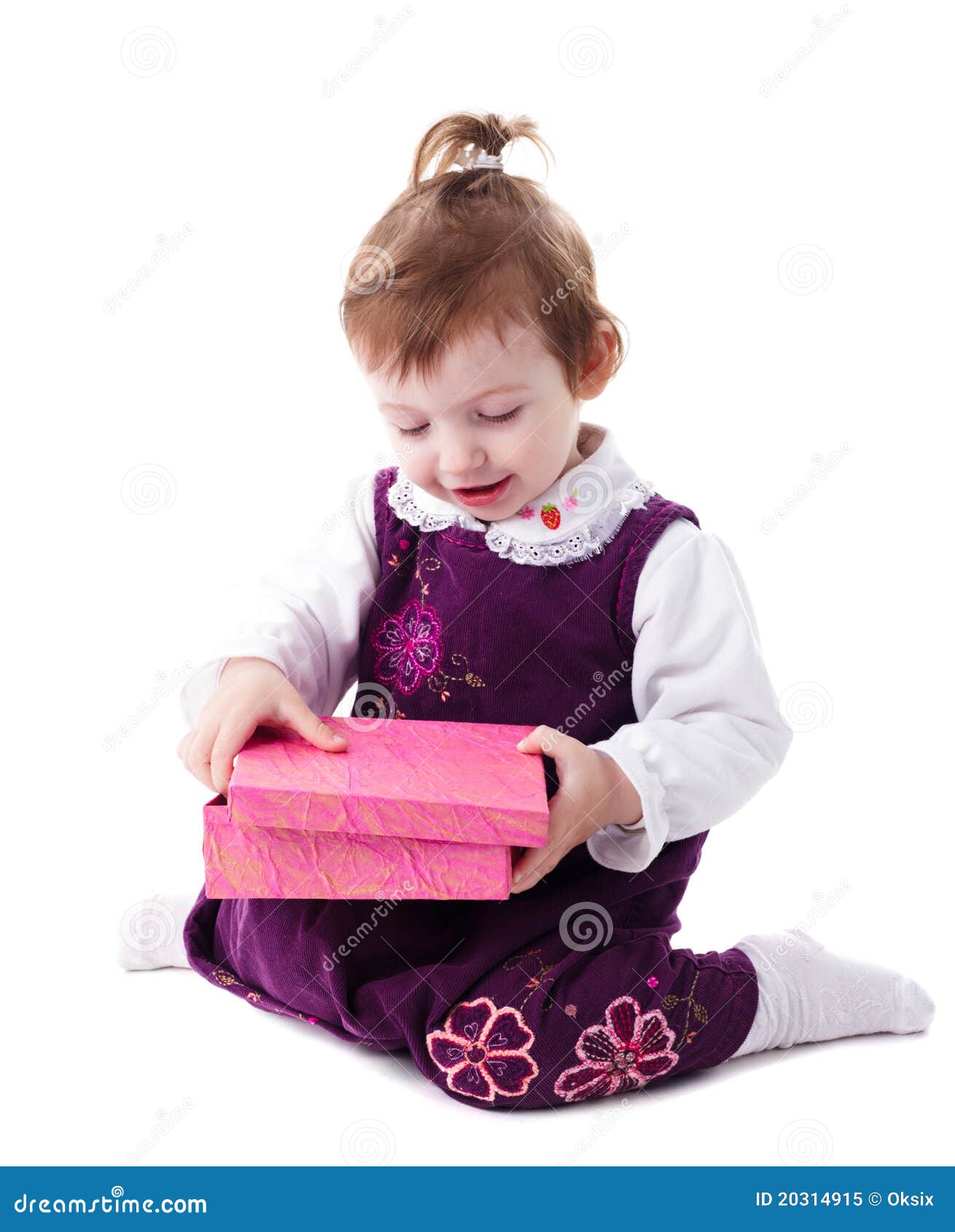 Girl with pink box stock image. Image of childhood, cute - 20314915