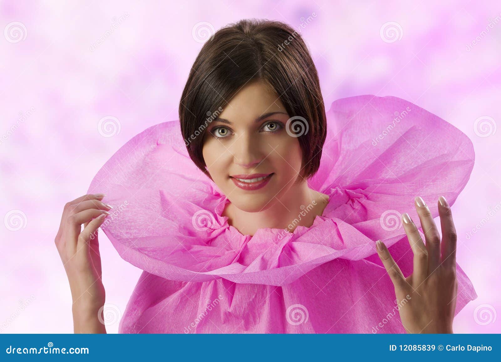 Girl with pink collar stock image. Image of isolated - 12085839