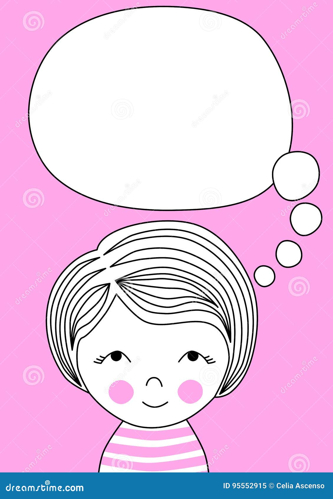 Girl Pink Greeting Invitation Card Stock Illustration - Illustration of ...