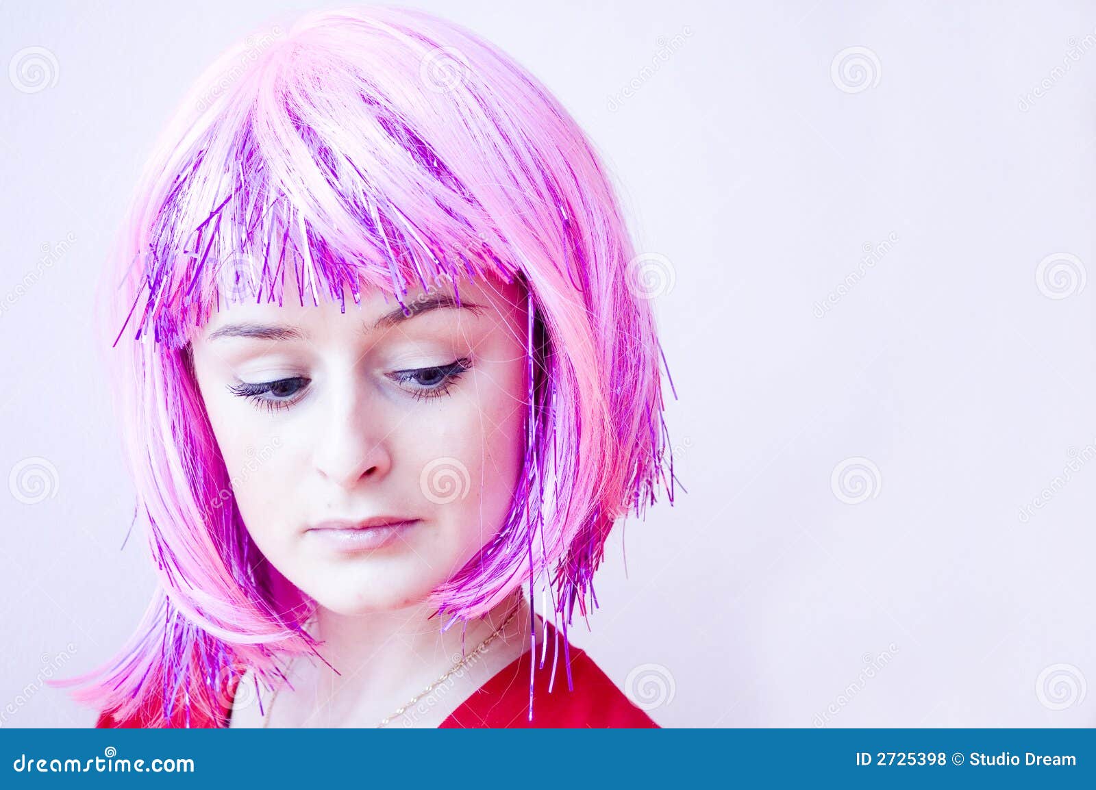 Girl with pink hair stock photo. Image of sits, ponder - 2725398