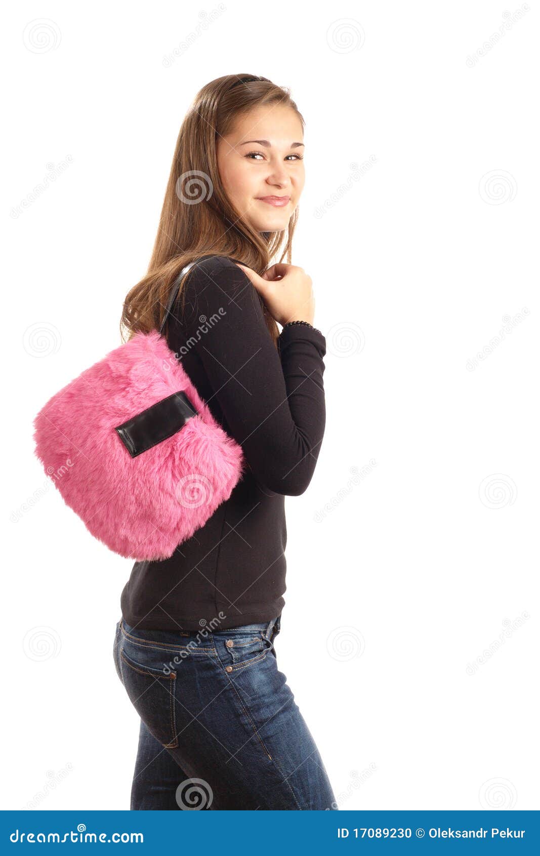 Girl with pink handbag stock photo. Image of student - 17089230