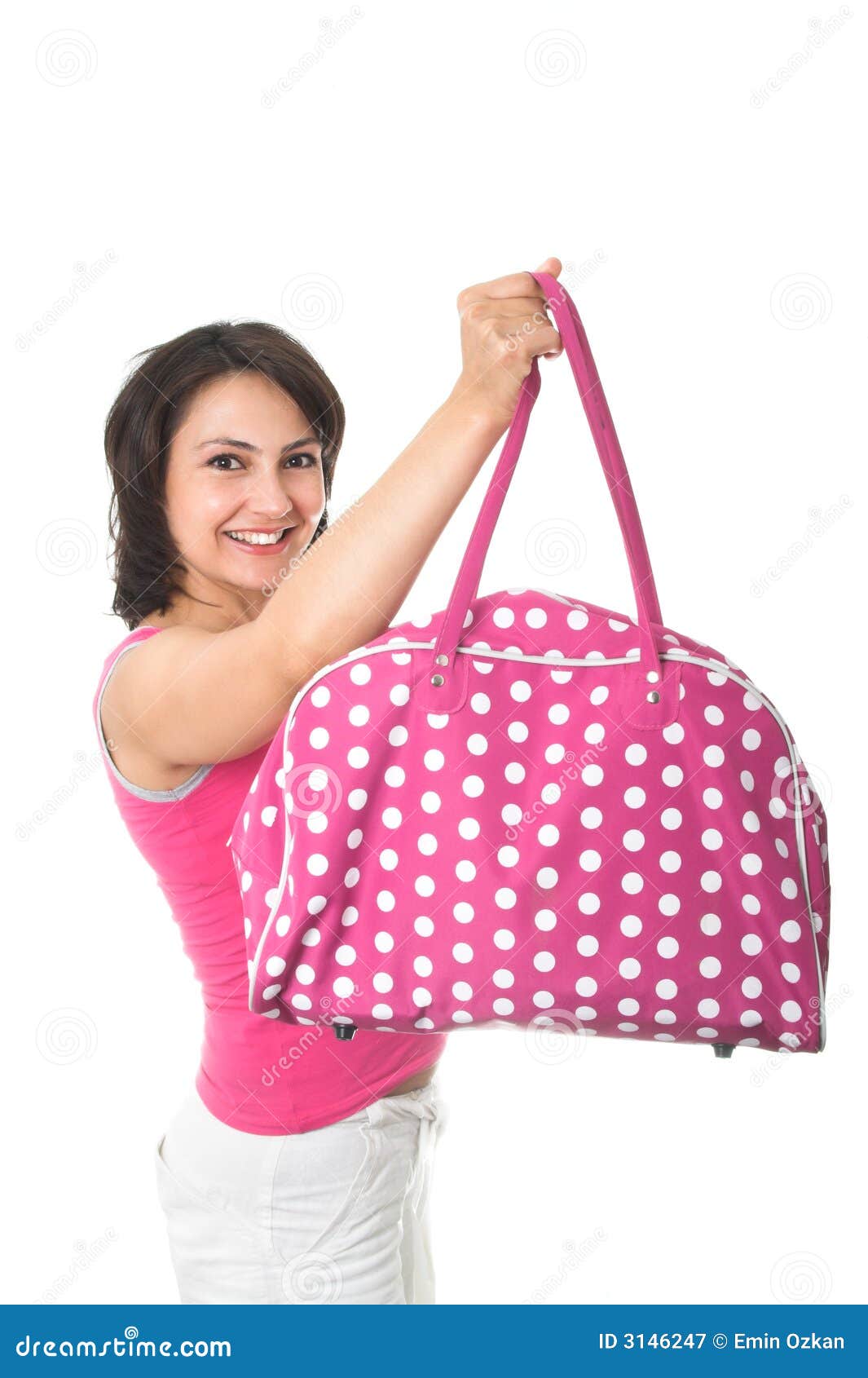 Girl with pink handbag stock image. Image of dark, pink - 3146247
