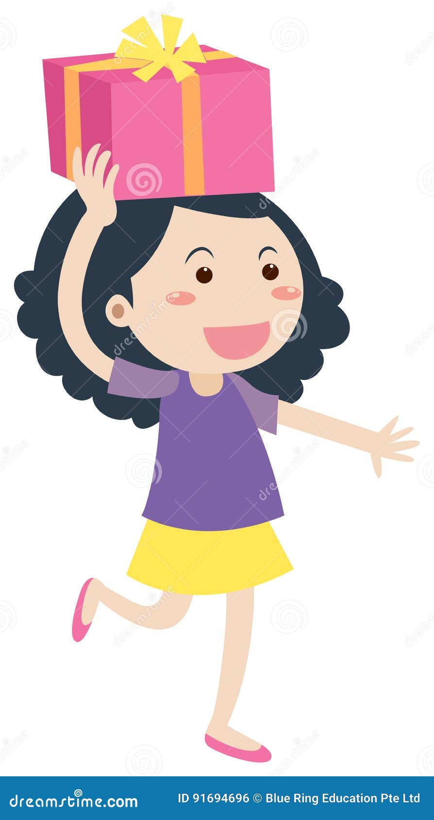Girl with pink present stock vector. Illustration of girl - 91694696