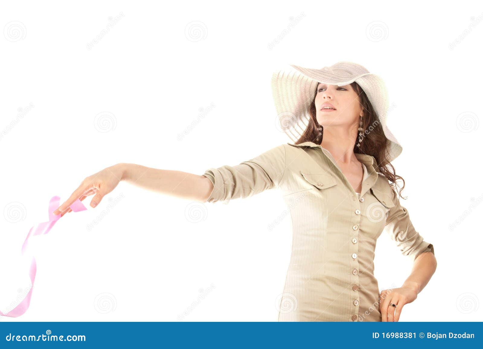 Girl with pink ribbon stock image. Image of girl, human - 16988381