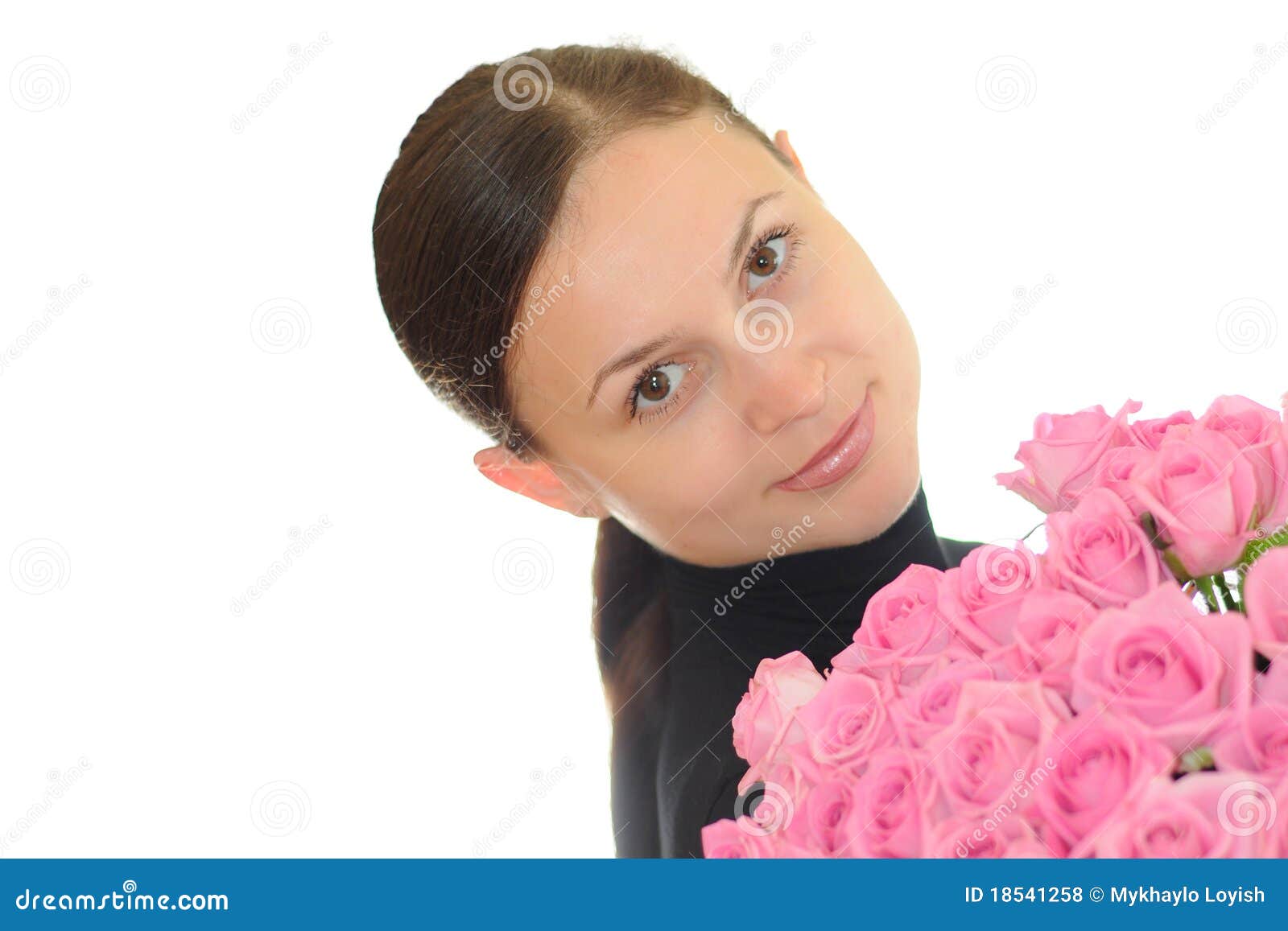 Girl and pink roses stock photo. Image of fashion, cute - 18541258