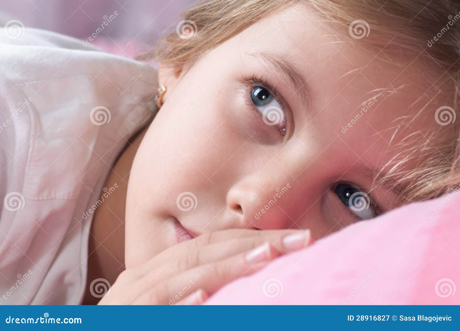 Girl in the pink sheets stock image. Image of lifestyle - 28916827