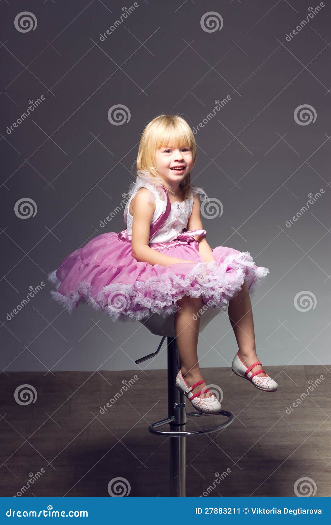 Girl in Pink Tutu, Studio Sitting a Chair Stock Image - Image of ...