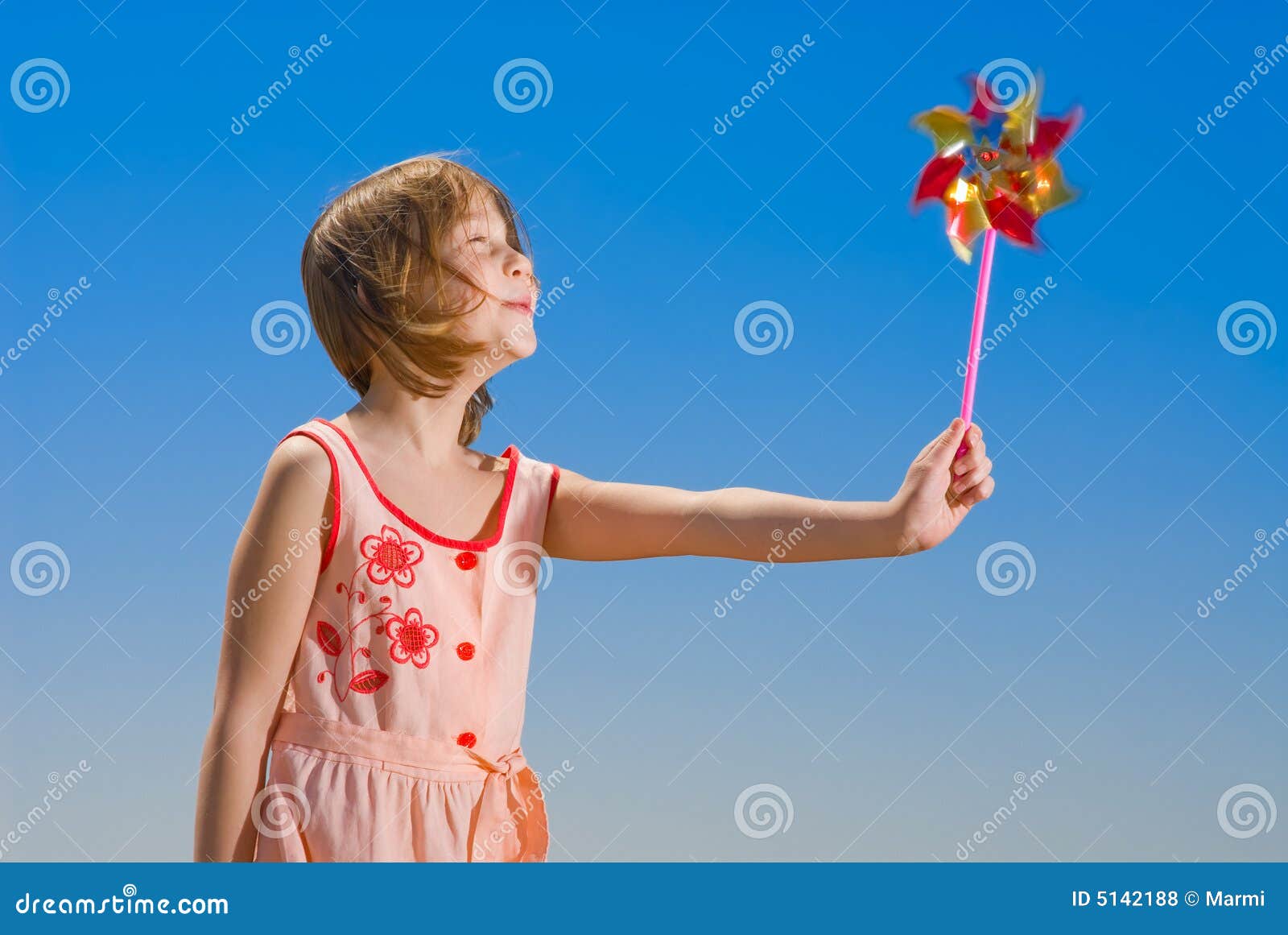Girl with pinwheel stock photo. Image of beauty, freedom - 5142188