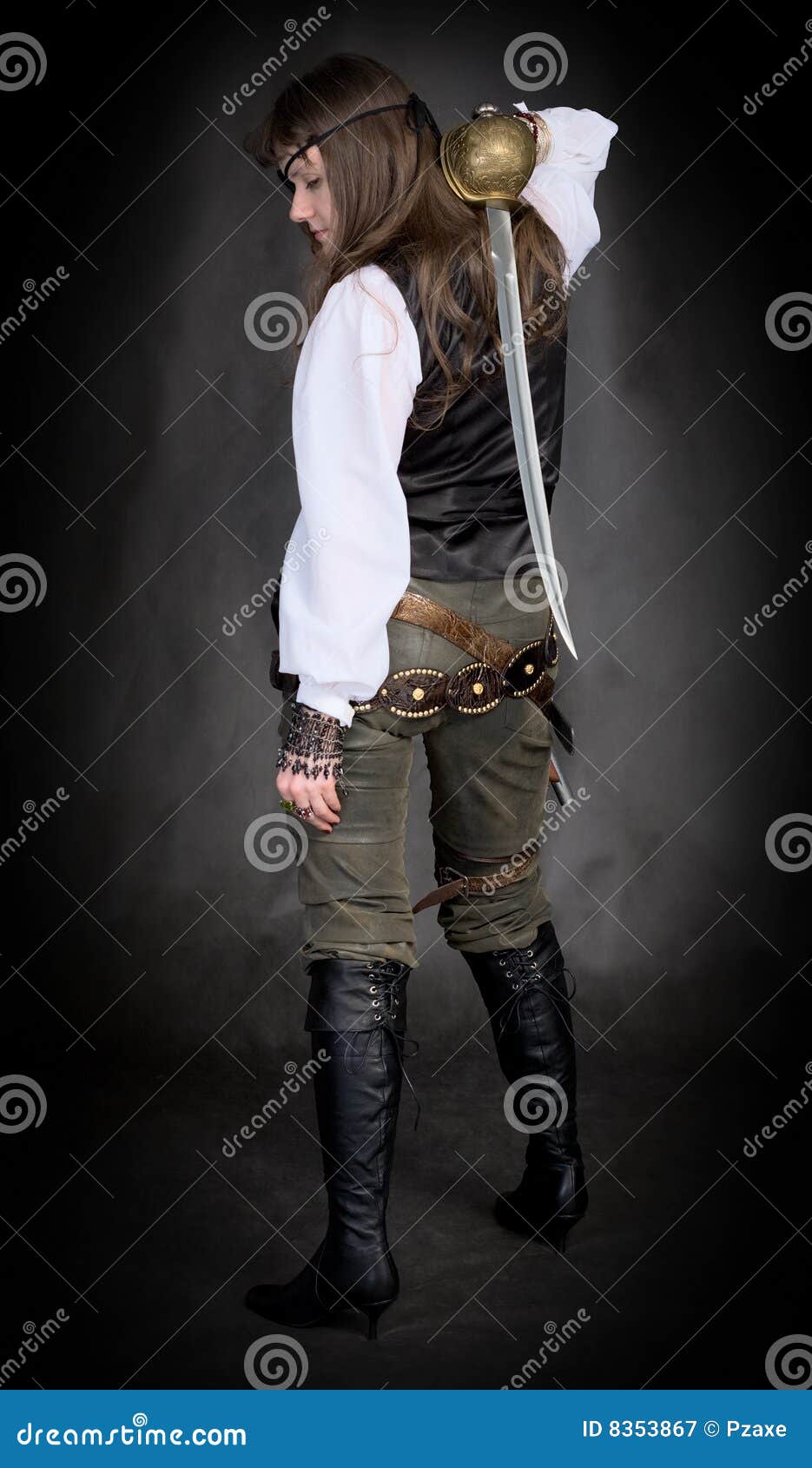 The Girl - Pirate with Eye Patch Stock Image - Image of historic ...