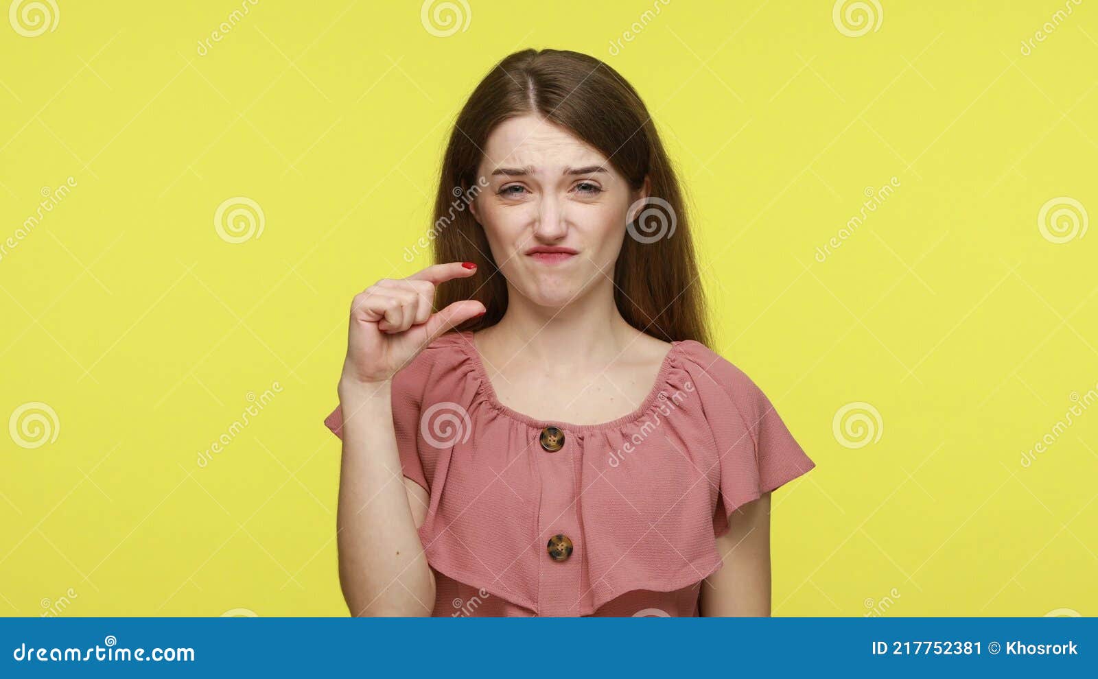 Girl Pitiful Expression and Showing a Little Bit Gesture. Stock Video ...