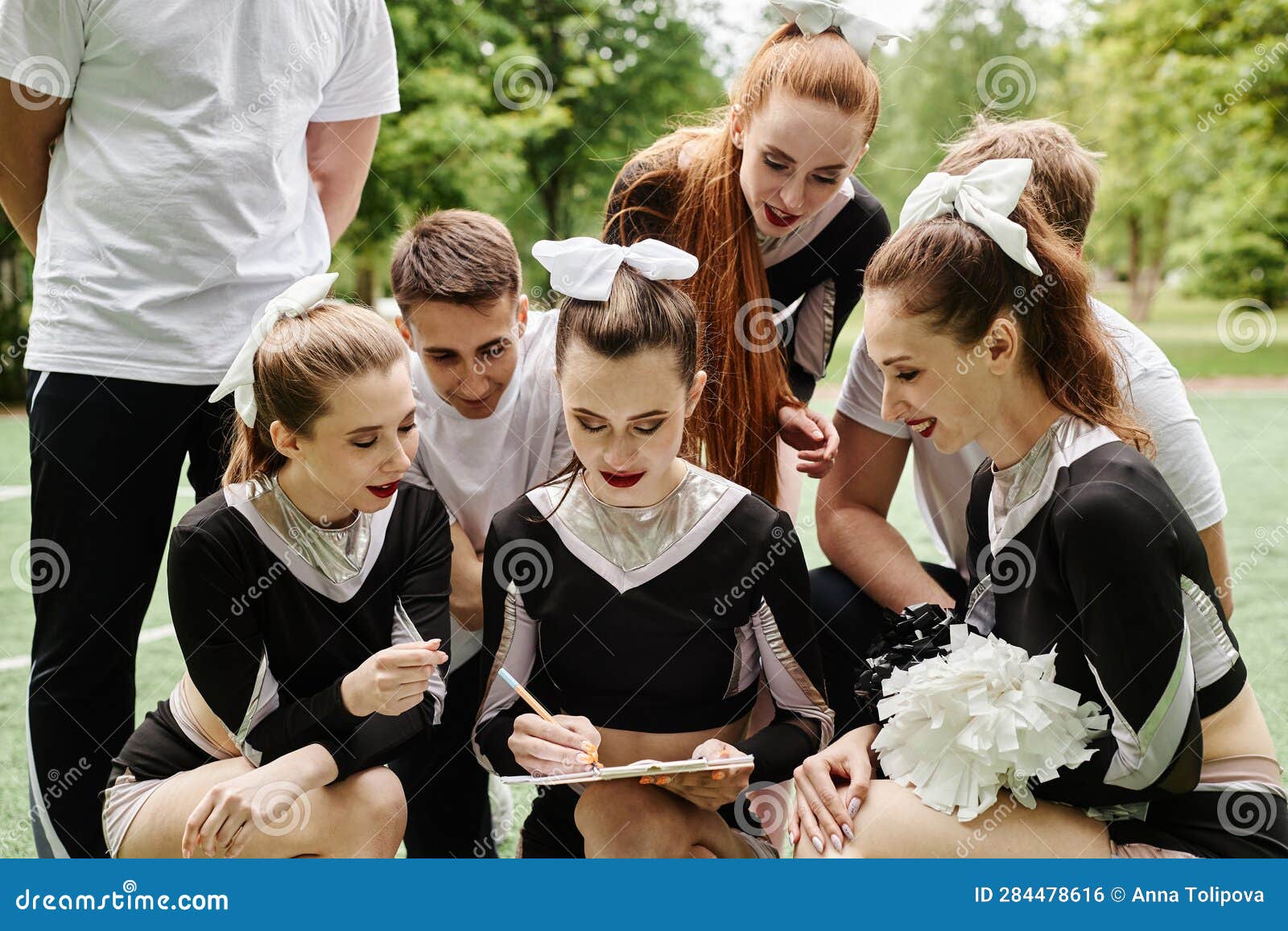 Girl Planning the Performance of Cheerleader Team Stock Photo - Image ...