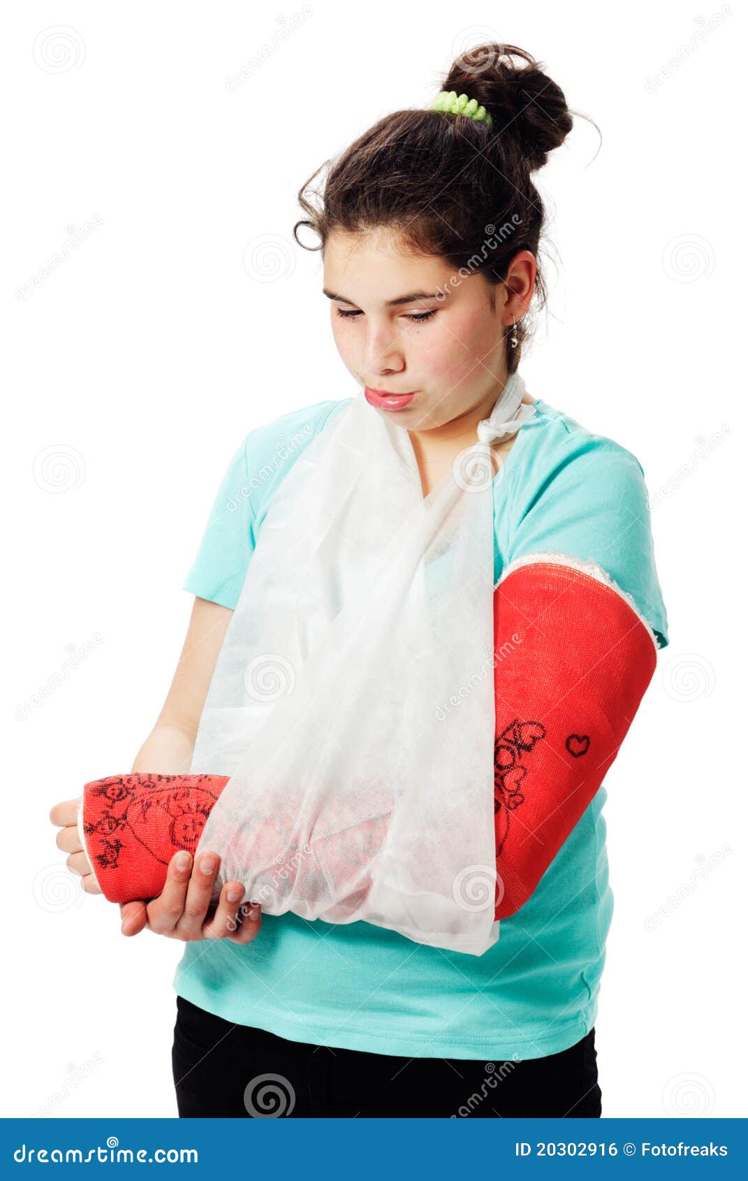 Girl With Plaster Cast Pouting Royalty Free Stock Image - Image: 20302916