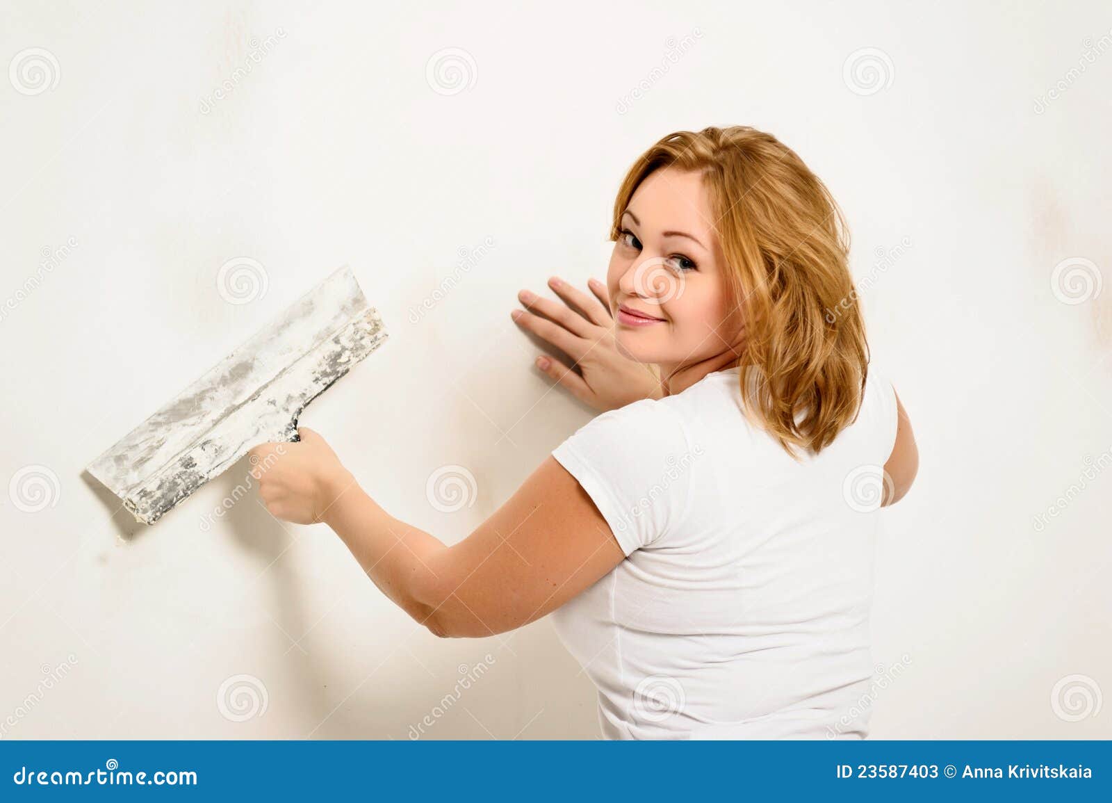 Girl plastering stock image. Image of human, help, manual - 23587403