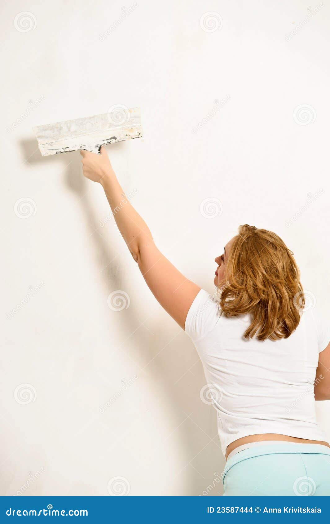 Girl plastering stock photo. Image of action, human, interior - 23587444