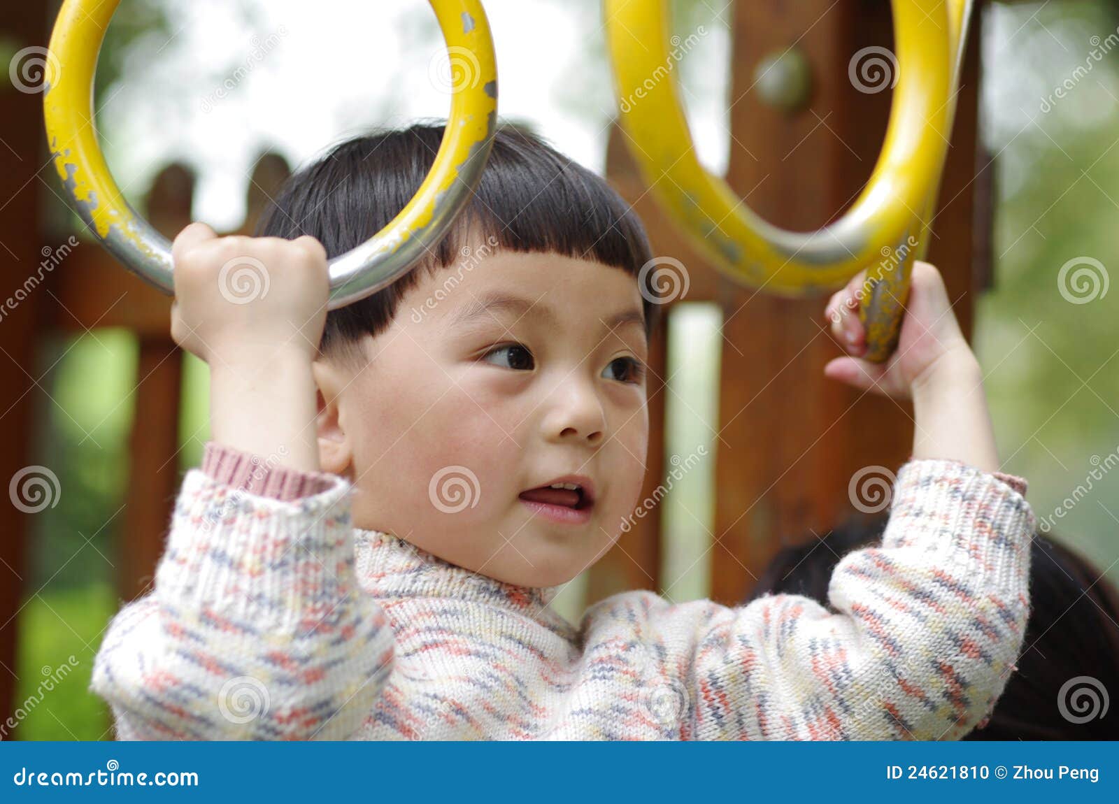 Girl Play the Swinging Rings Stock Photo - Image of equipment, daughter ...
