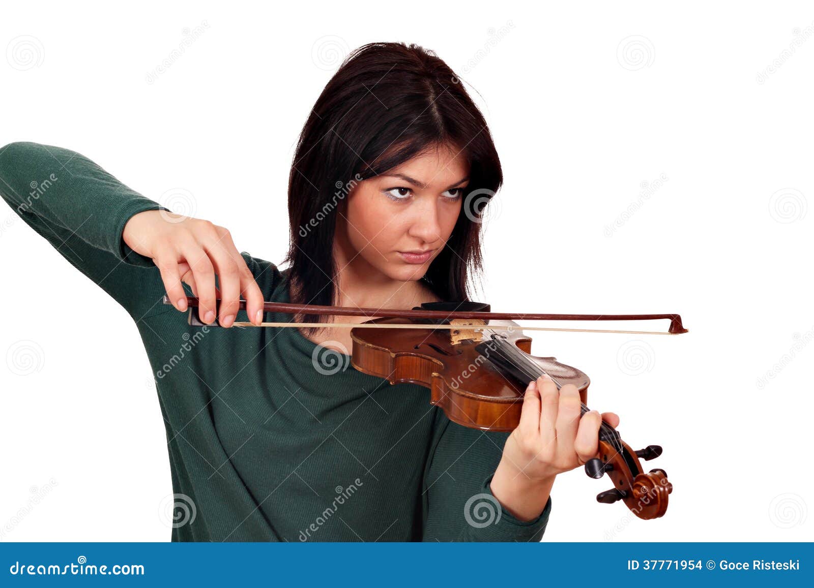 Girl Play Violin Studio Shot Stock Photo - Image of performer, student ...