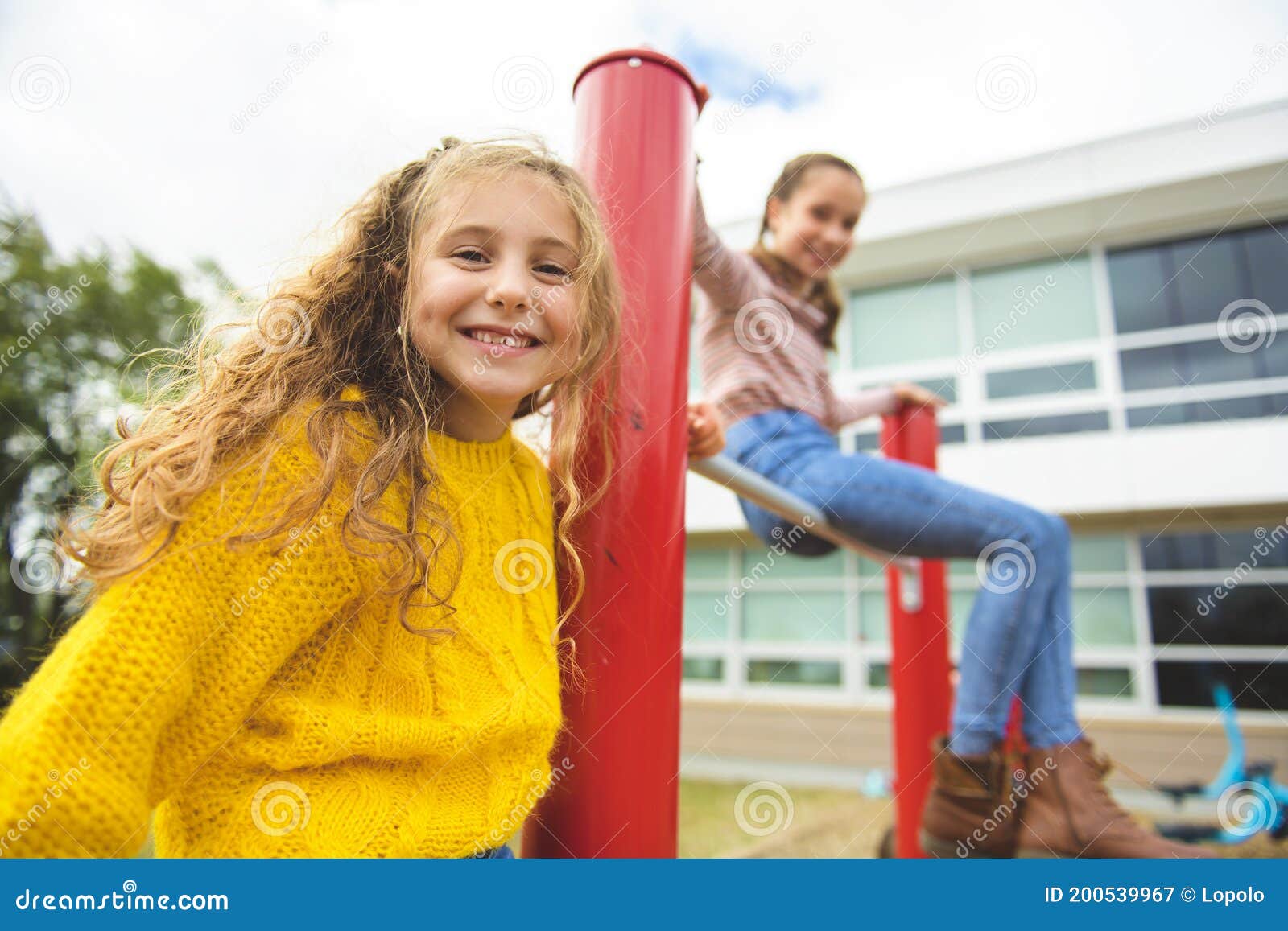 The Girl on the Playground on the School Day Stock Image - Image of ...