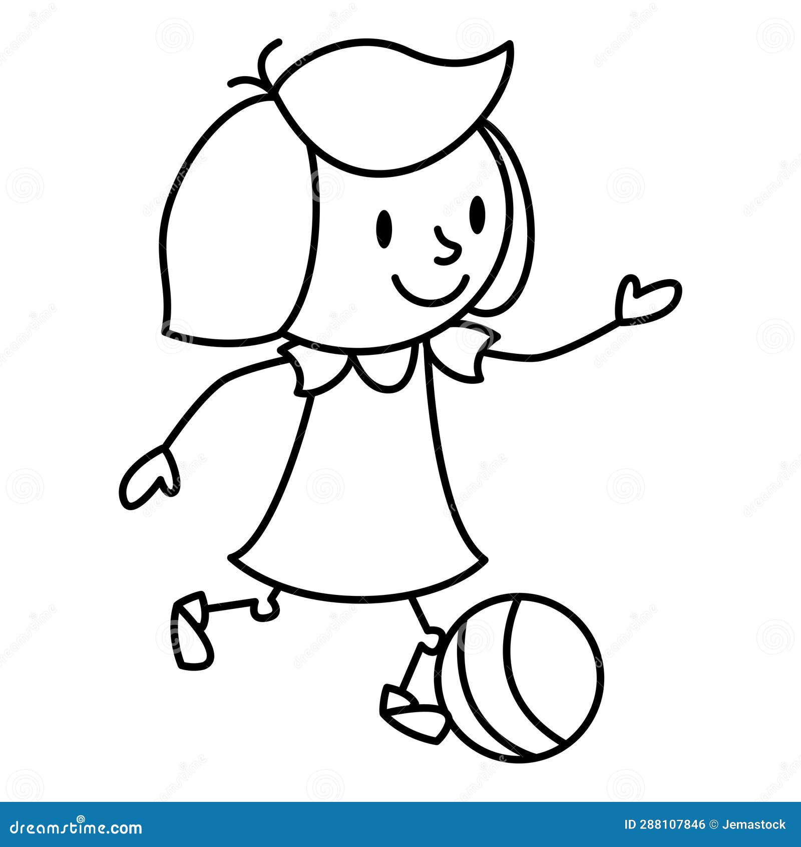 Girl playing with a ball stock vector. Illustration of childhood ...