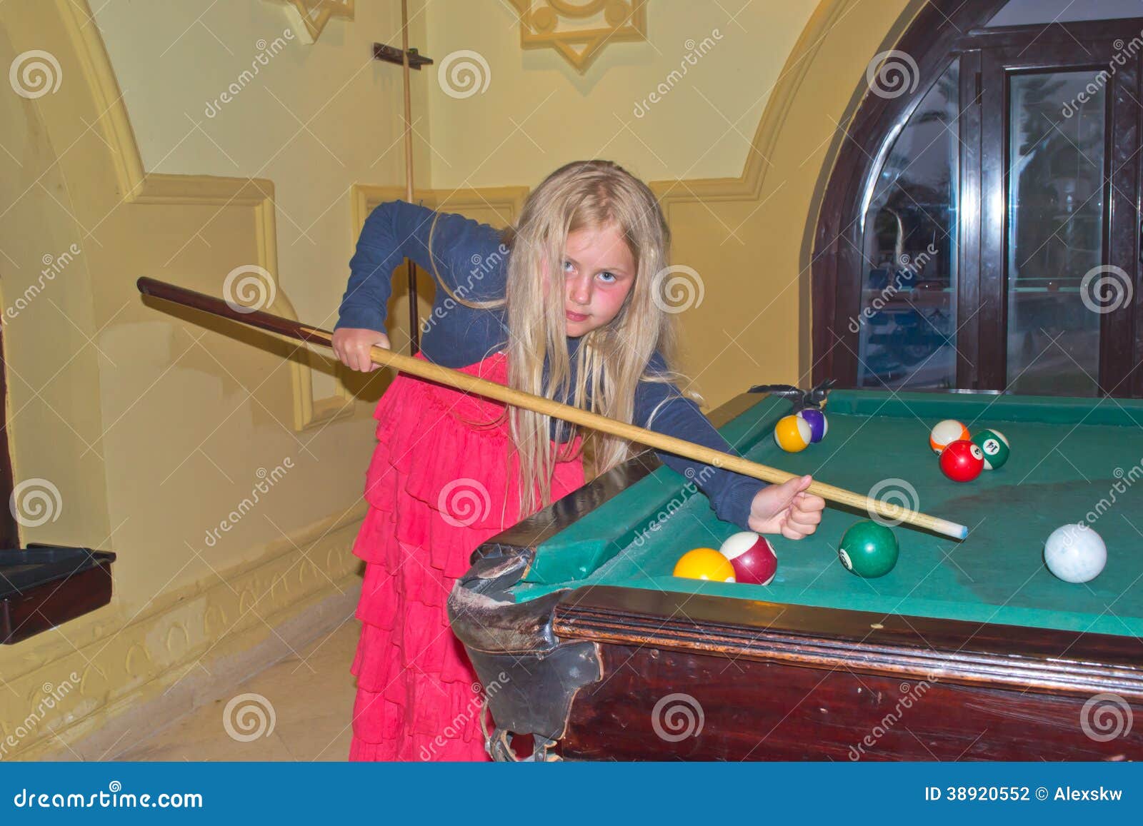 Girl playing billiards stock photo. Image of play, layout - 38920552