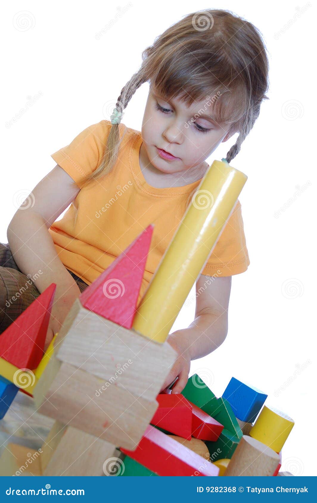 Girl playing with blocks stock photo. Image of child, cube - 9282368