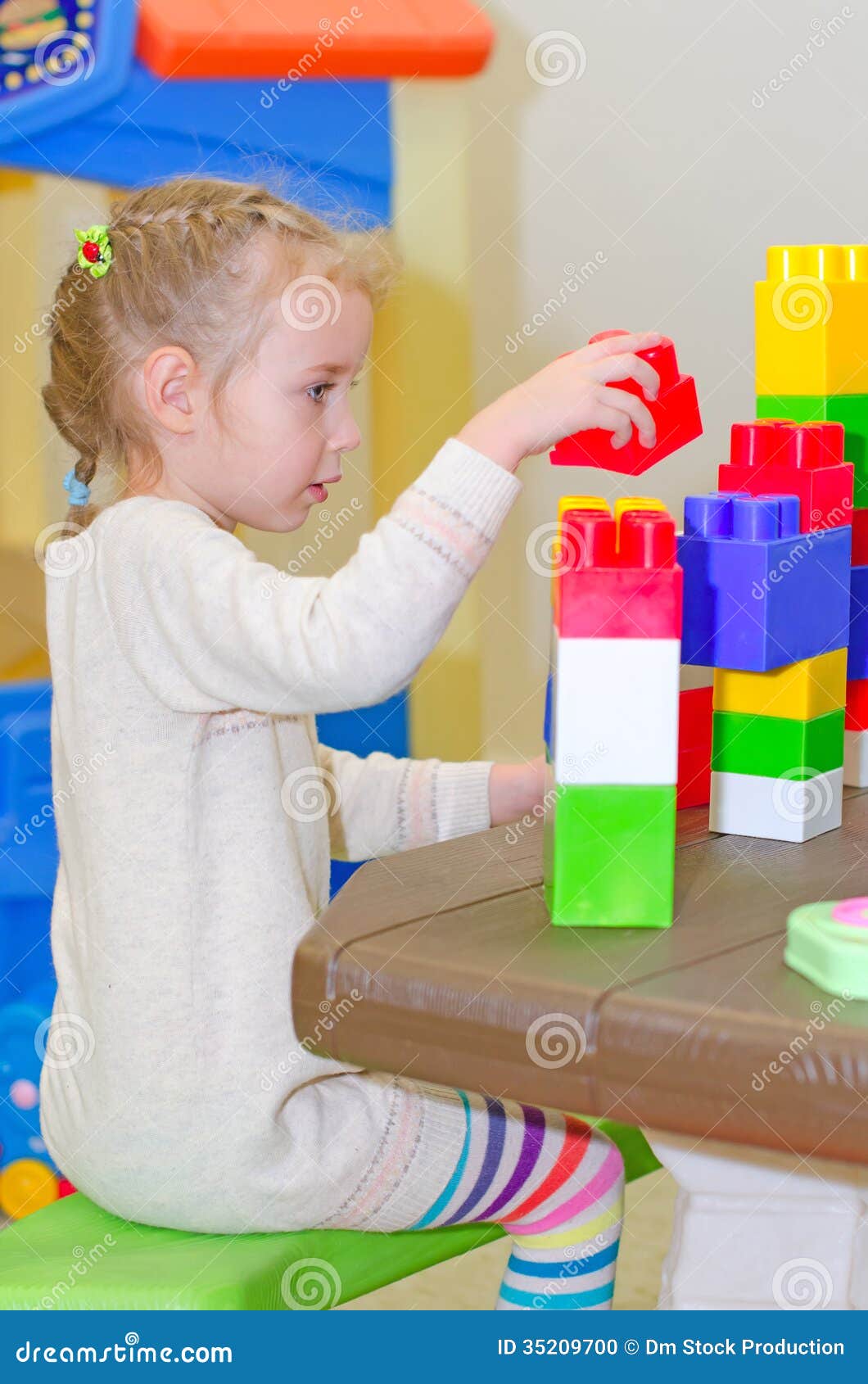Girl Playing with Building Blocks Stock Photo - Image of color ...