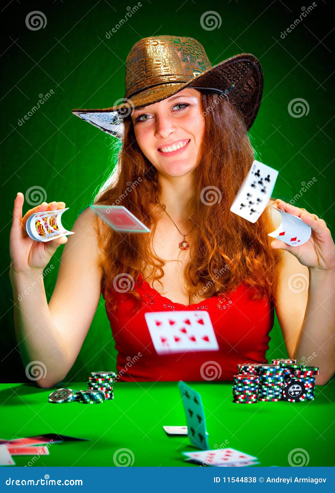 Girl and playing cards stock photo. Image of female, playing - 11544838