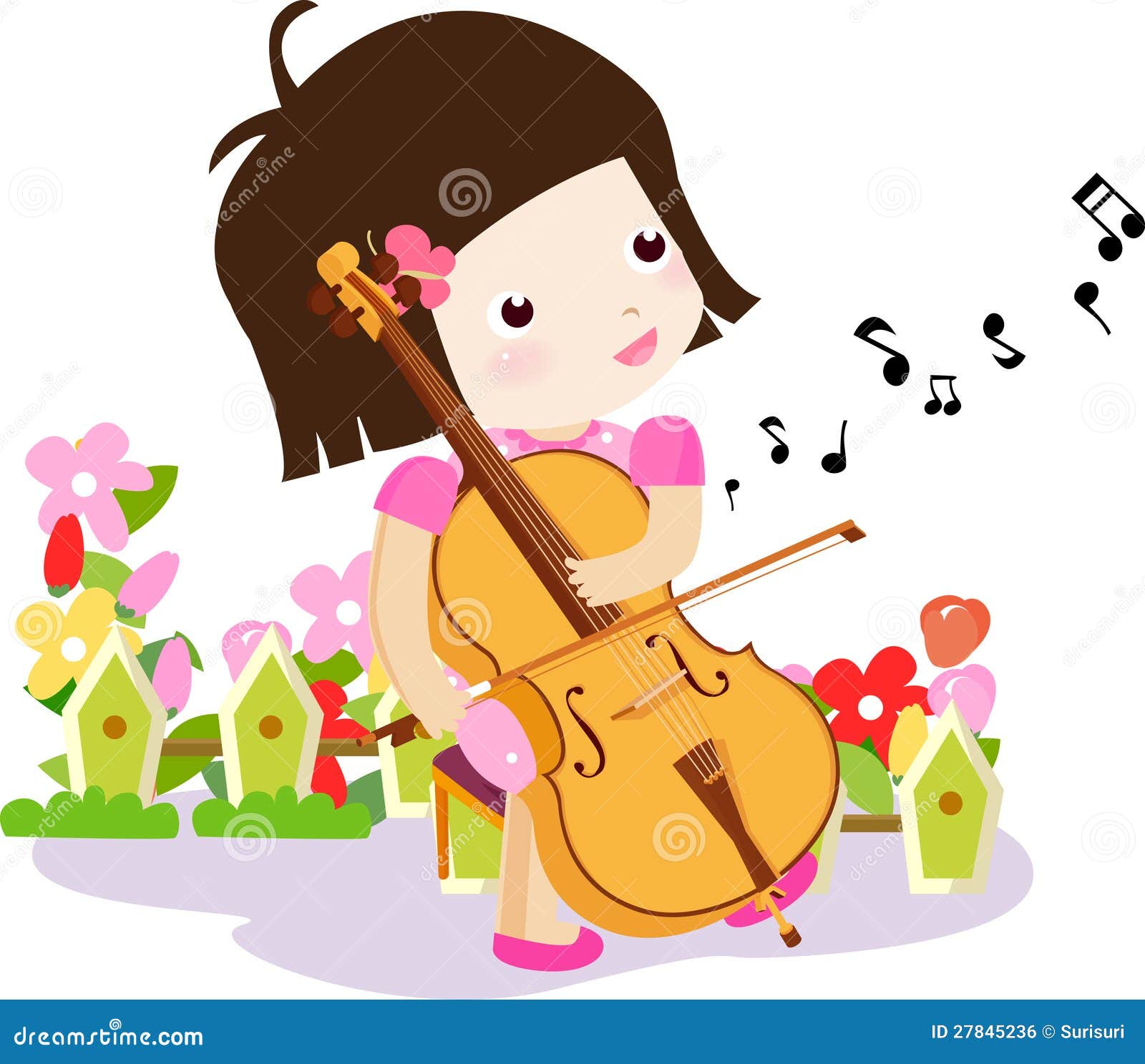 A Girl Playing a Cello stock vector. Illustration of people - 27845236